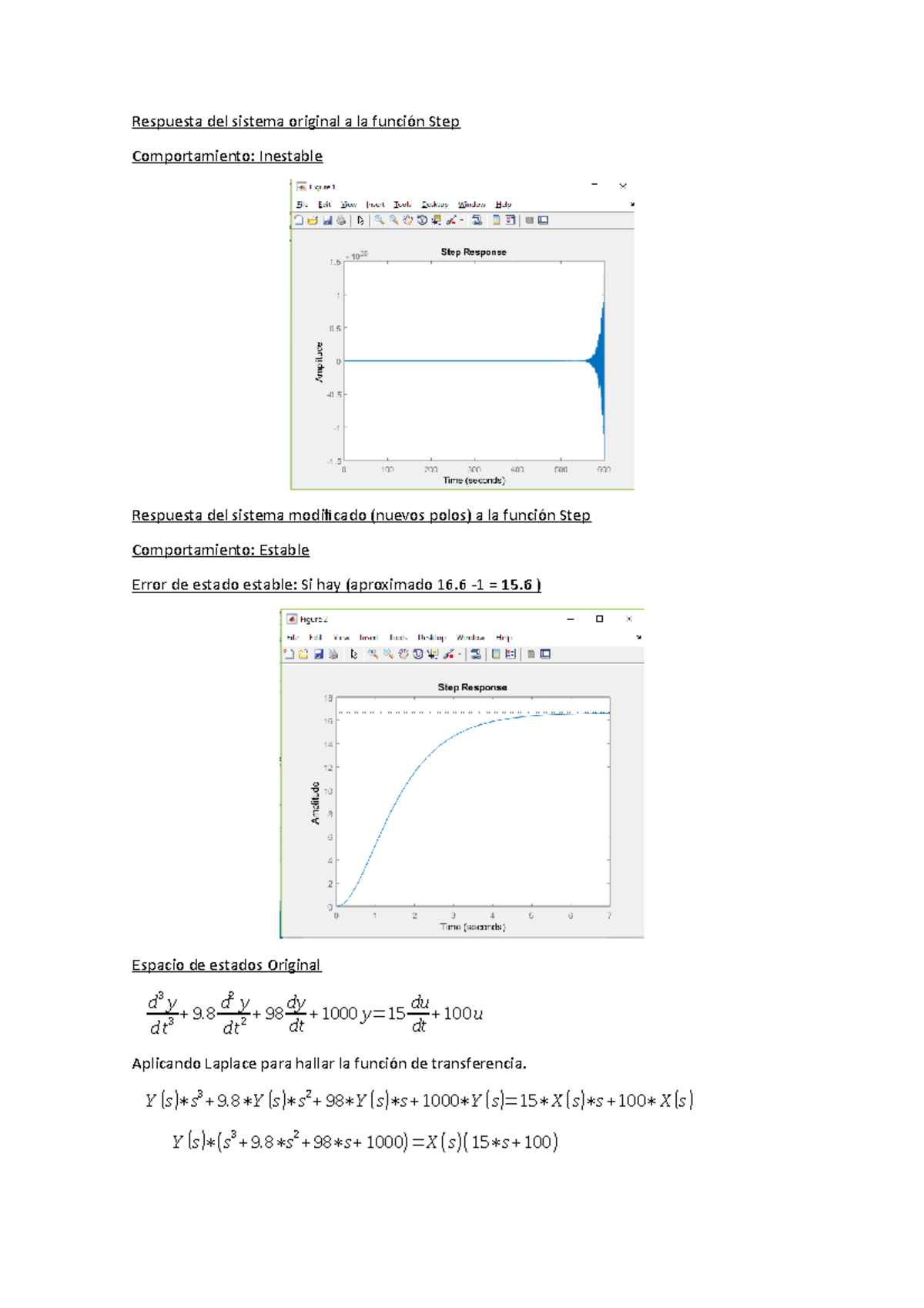Miguel - Nota: B+ - Respuesta del sistema original a la función Step ...