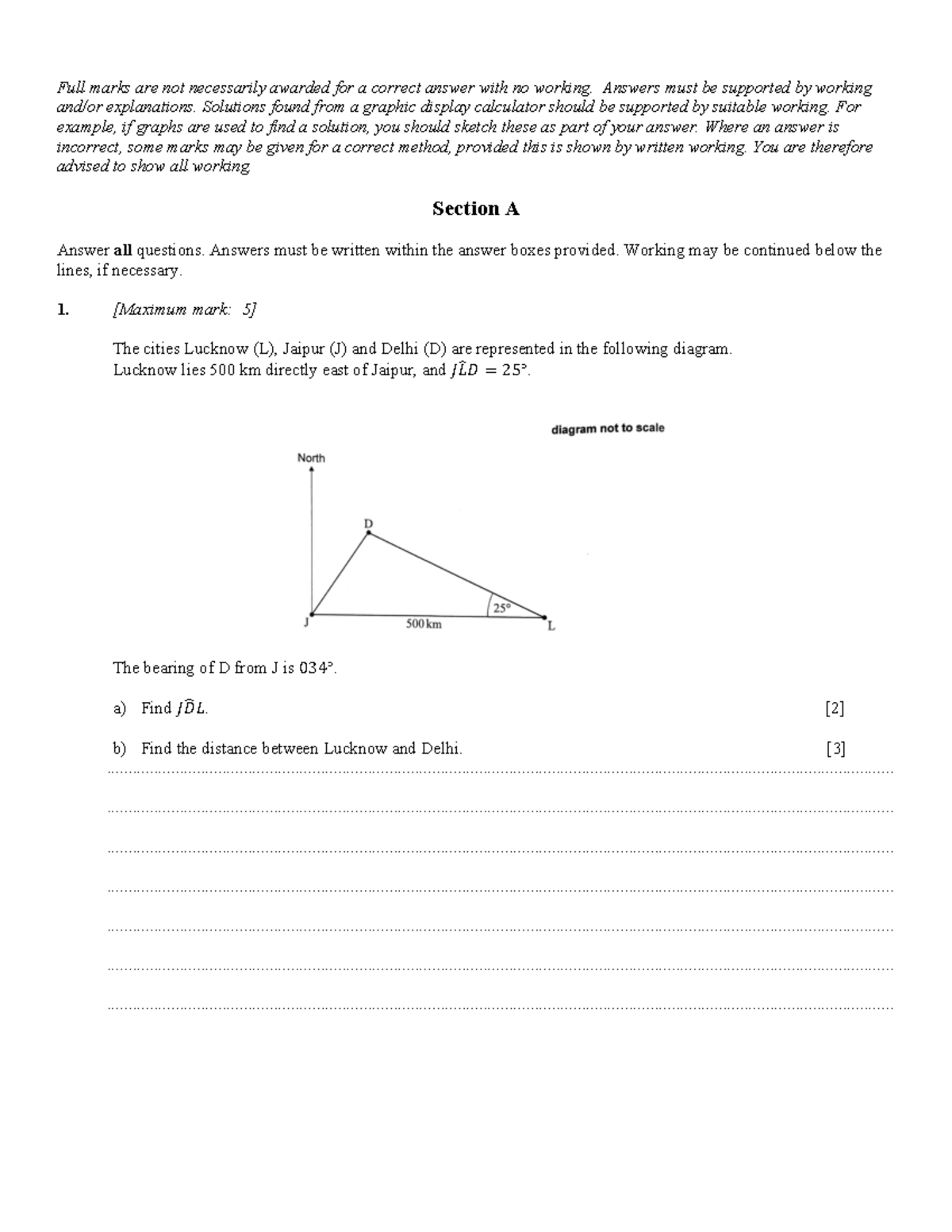 Calculator start of year exam - Full marks are not necessarily awarded ...