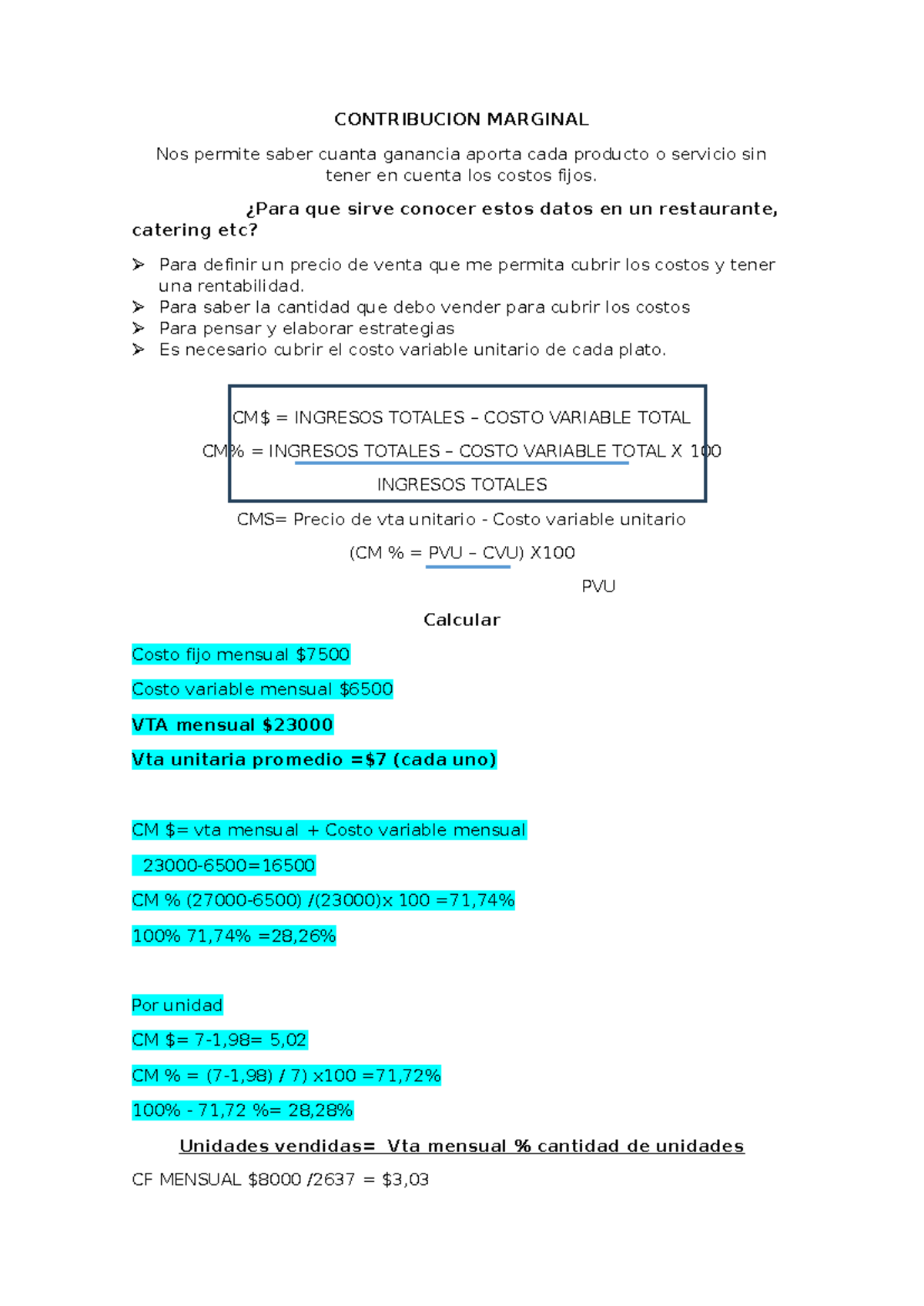 Contribucion Marginal - CONTRIBUCION MARGINAL Nos permite saber cuanta ...
