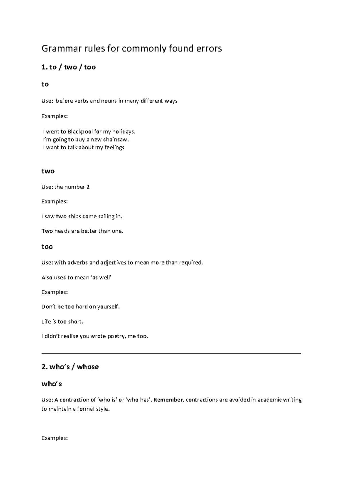 Grammar rules - Legal Writing - Grammar rules for commonly found errors ...