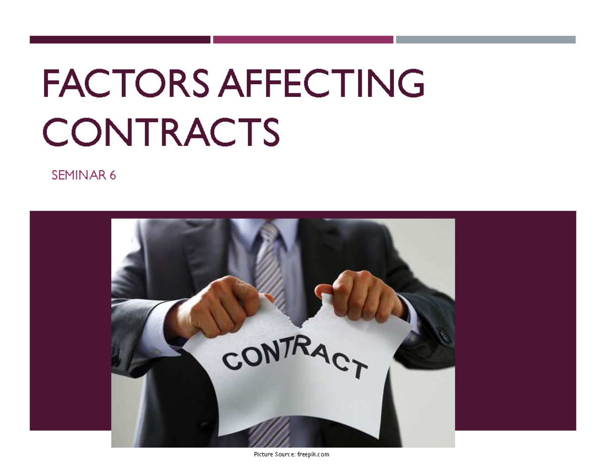 Seminar 6 - 202324 S2 - SV - FACTORS AFFECTING CONTRACTS SEMINAR 6 ...