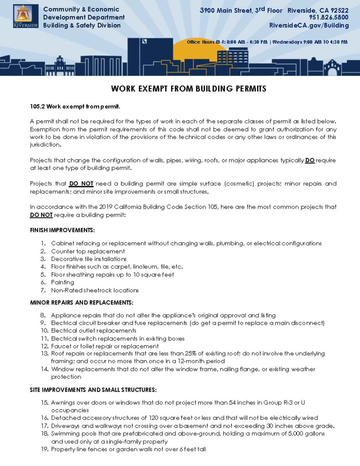 WORK Exempt FROM Building Permits - Community & Economic Development ...