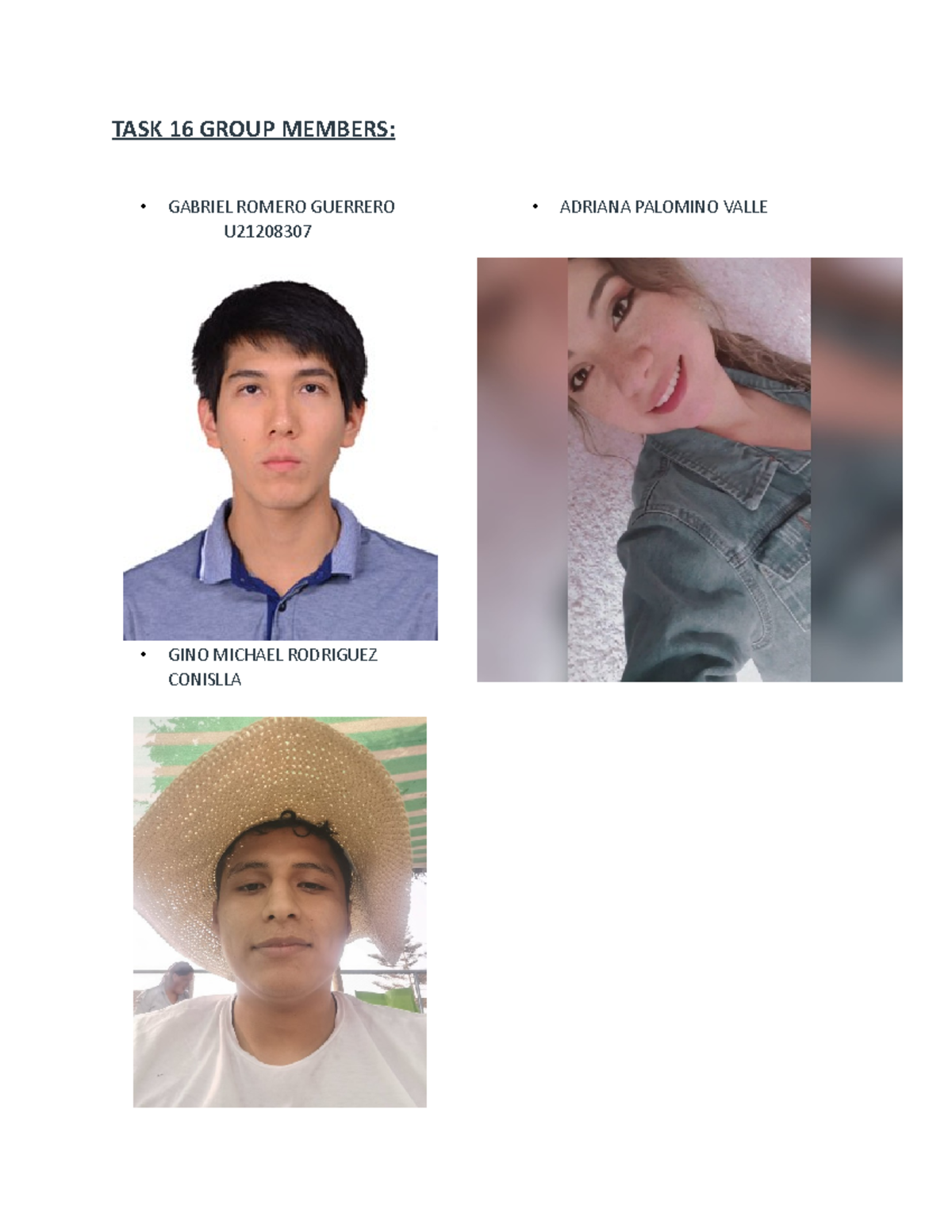 TASK 16 - english 3 - TASK 16 GROUP MEMBERS: GABRIEL ROMERO GUERRERO U GINO MICHAEL RODRIGUEZ ...