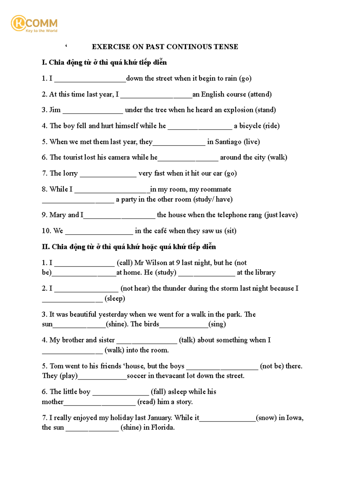 5- Exercise ON PAST Continous Tense - ‘ EXERCISE ON PAST CONTINOUS ...