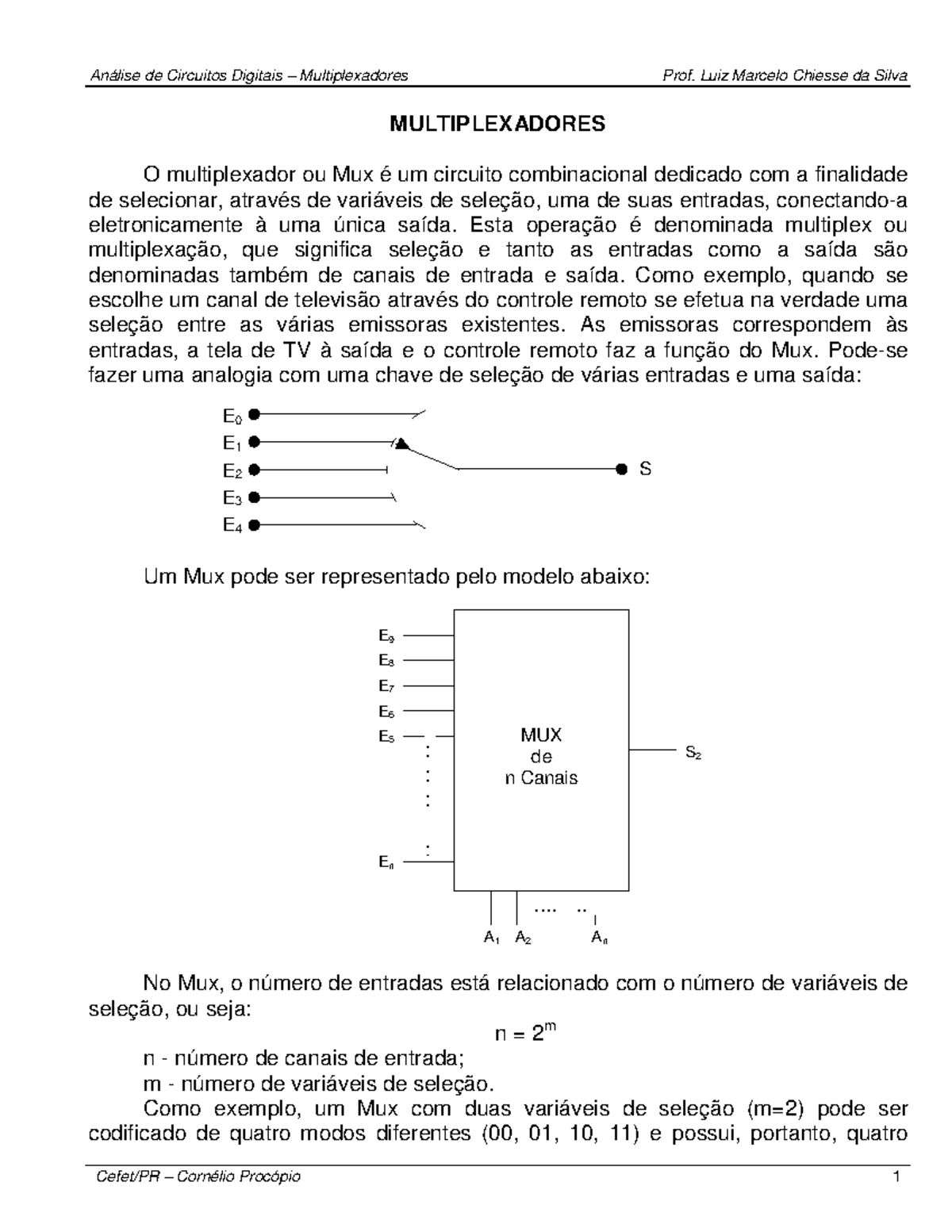 Multiplexadores - Anotações usadas pelo professor - MULTIPLEXADORES O ...