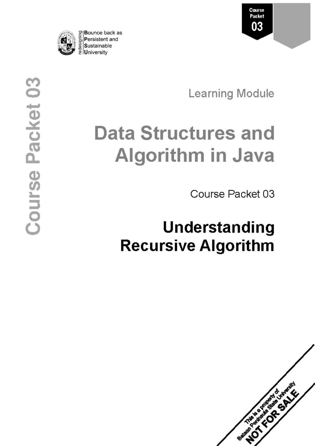 Cp03 Understanding Recursive Algorithm Course Packet 03 Lm01 Ictc 0613 Packet 02 Course Packet