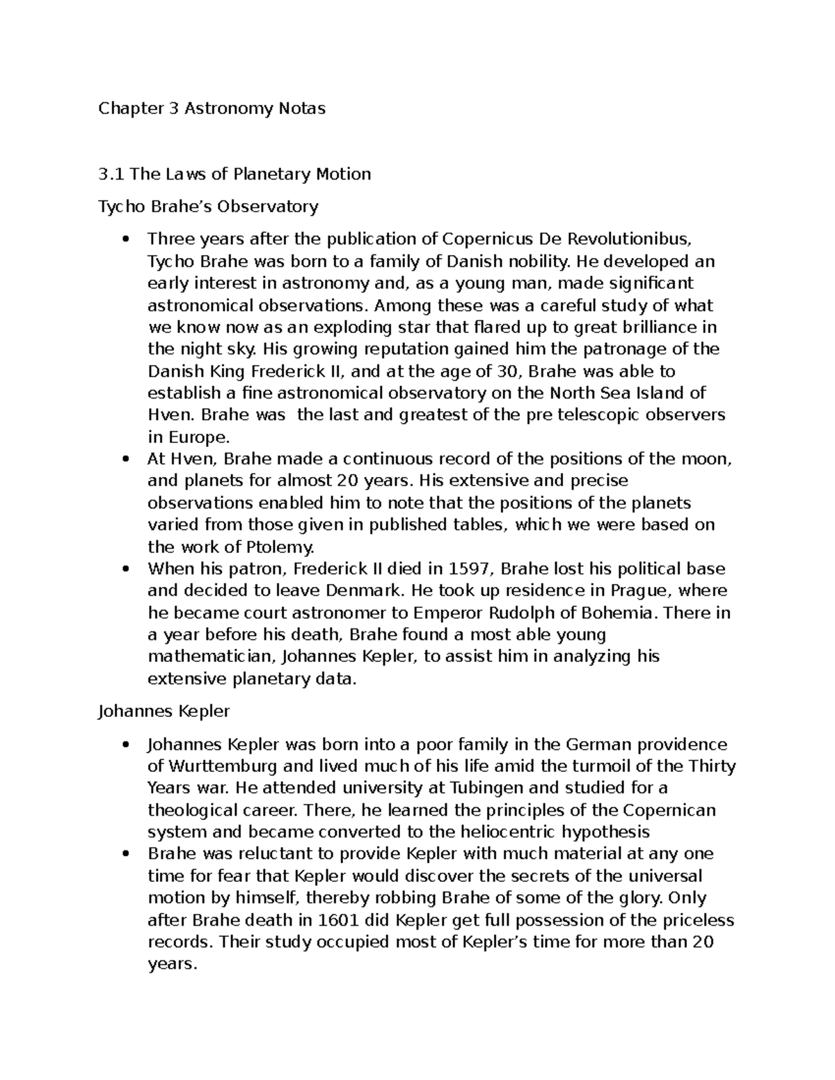 Chapter 3 Notas - Chapter 3 Astronomy Notas 3 The Laws of Planetary ...