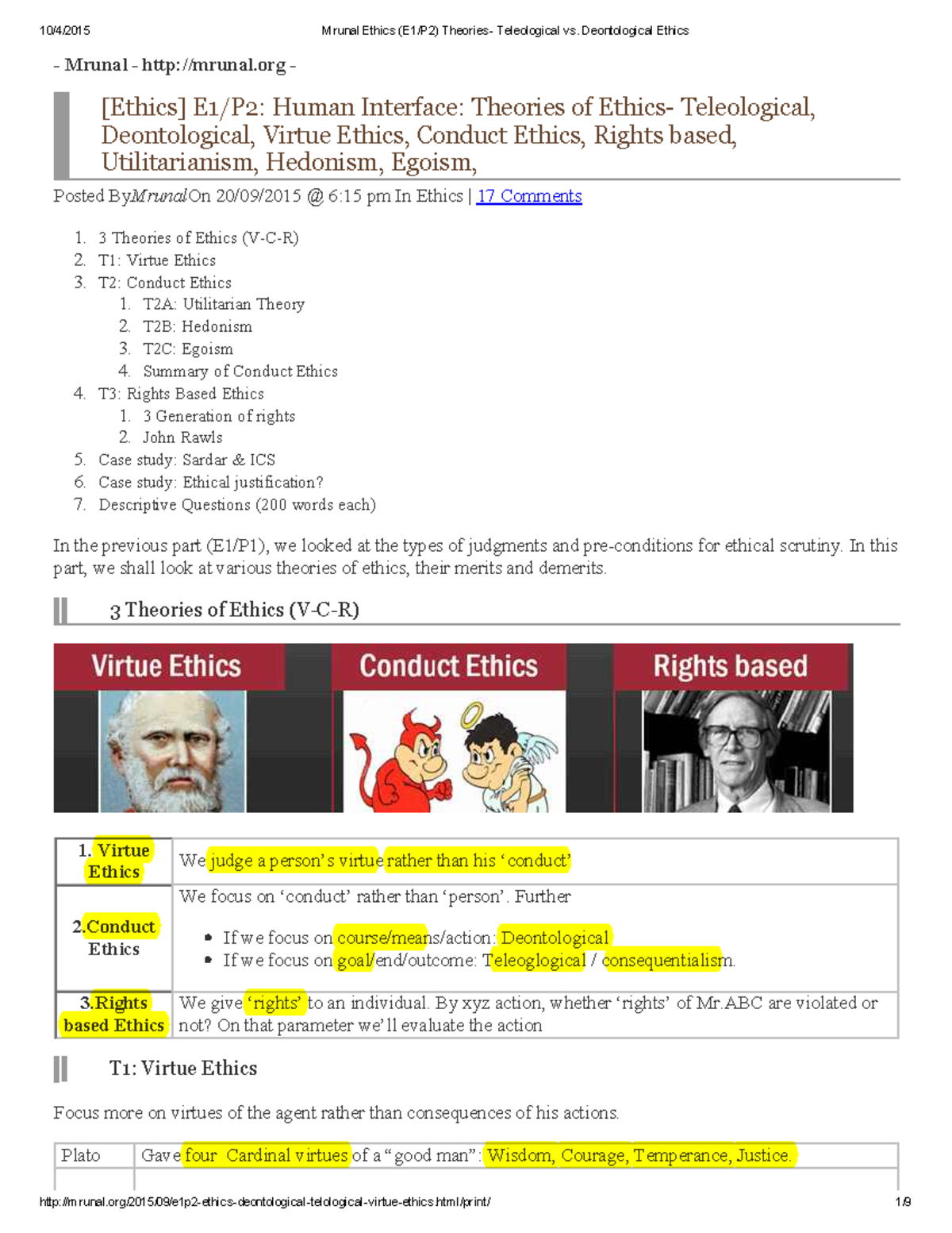 2. Theories of Ethics - Teleological virtues - ­ Mrunal ­ mrunal ...
