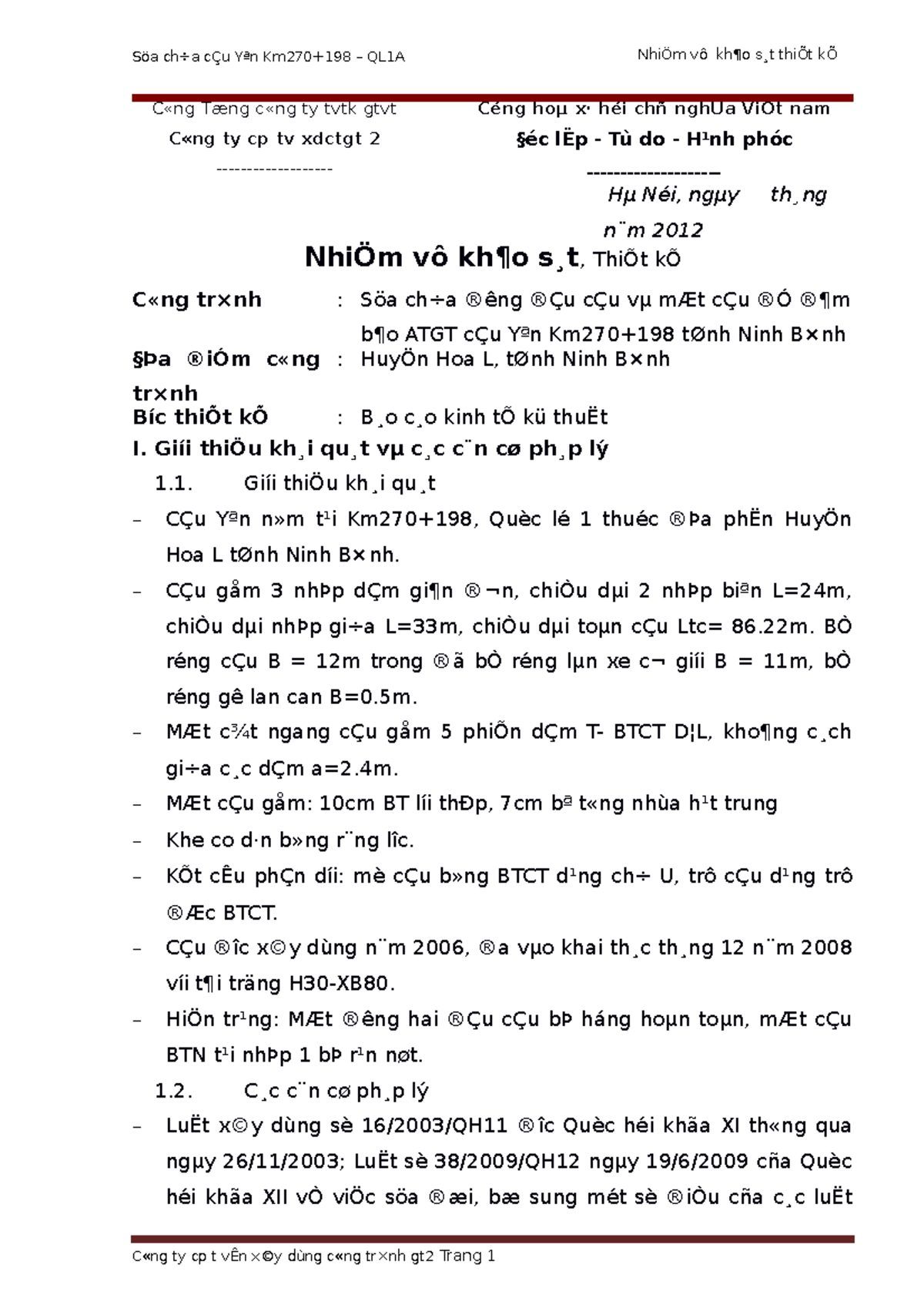 Nvkstk cau Yen - grew - C«ng Tæng c«ng ty tvtk gtvt C«ng ty cp tv xdctgt 2 - Céng hoμ x· héi chñ ...