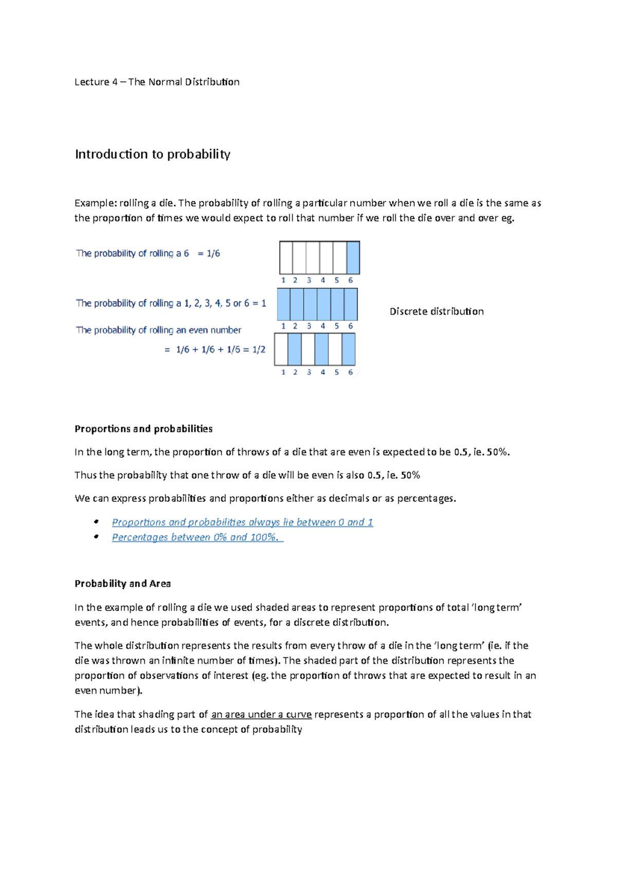 Lecture 4 – The Normal Distribution - Lecture 4 – The Normal ...