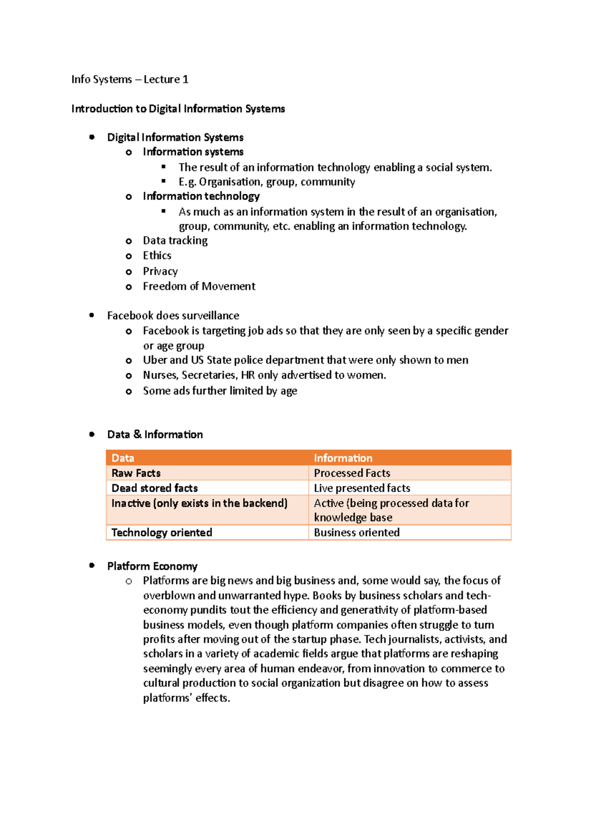 Lecture 1 - Info Systems - Info Systems – Lecture 1 Introduction to ...