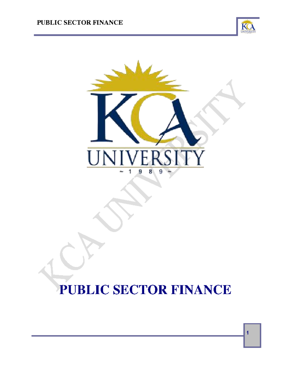 1. Public Sector Finance=CFM 307 =Notes (1) - PUBLIC SECTOR FINANCE ...