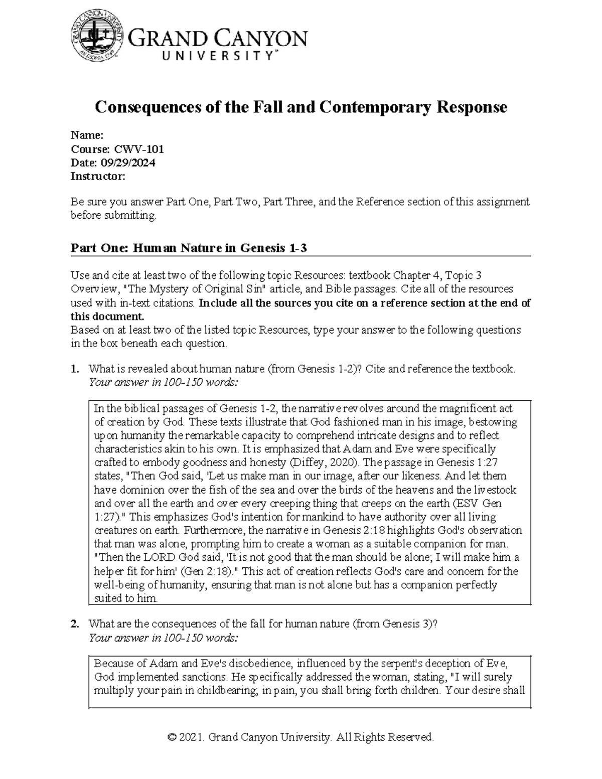 CWV 101 301 RS T3Conseq Of The Fall Contemporary Response Online 2 - Consequences of the Fall ...