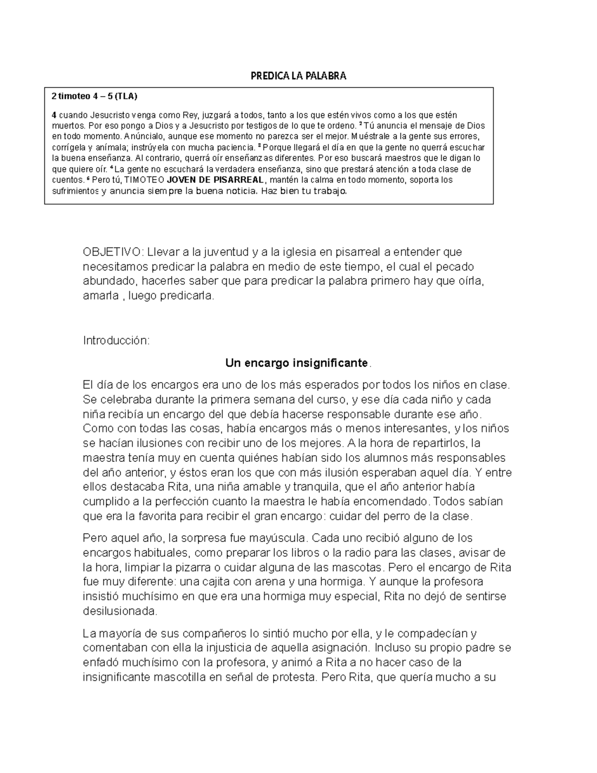 Predica LA Palabra - PREDICA LA PALABRA OBJETIVO: Llevar a la juventud ...