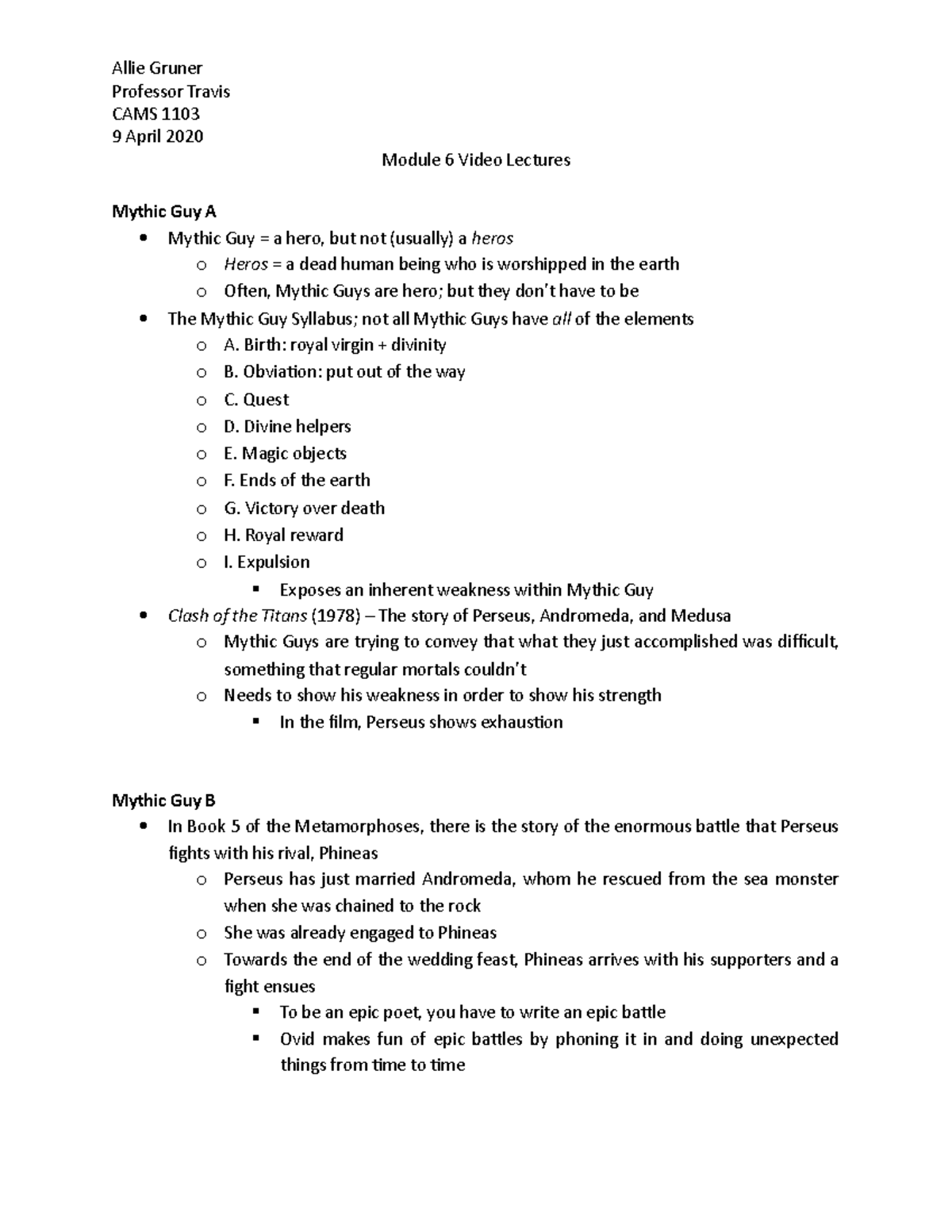 Module 6 Notes Full - Allie Gruner Professor Travis CAMS 1103 9 April ...