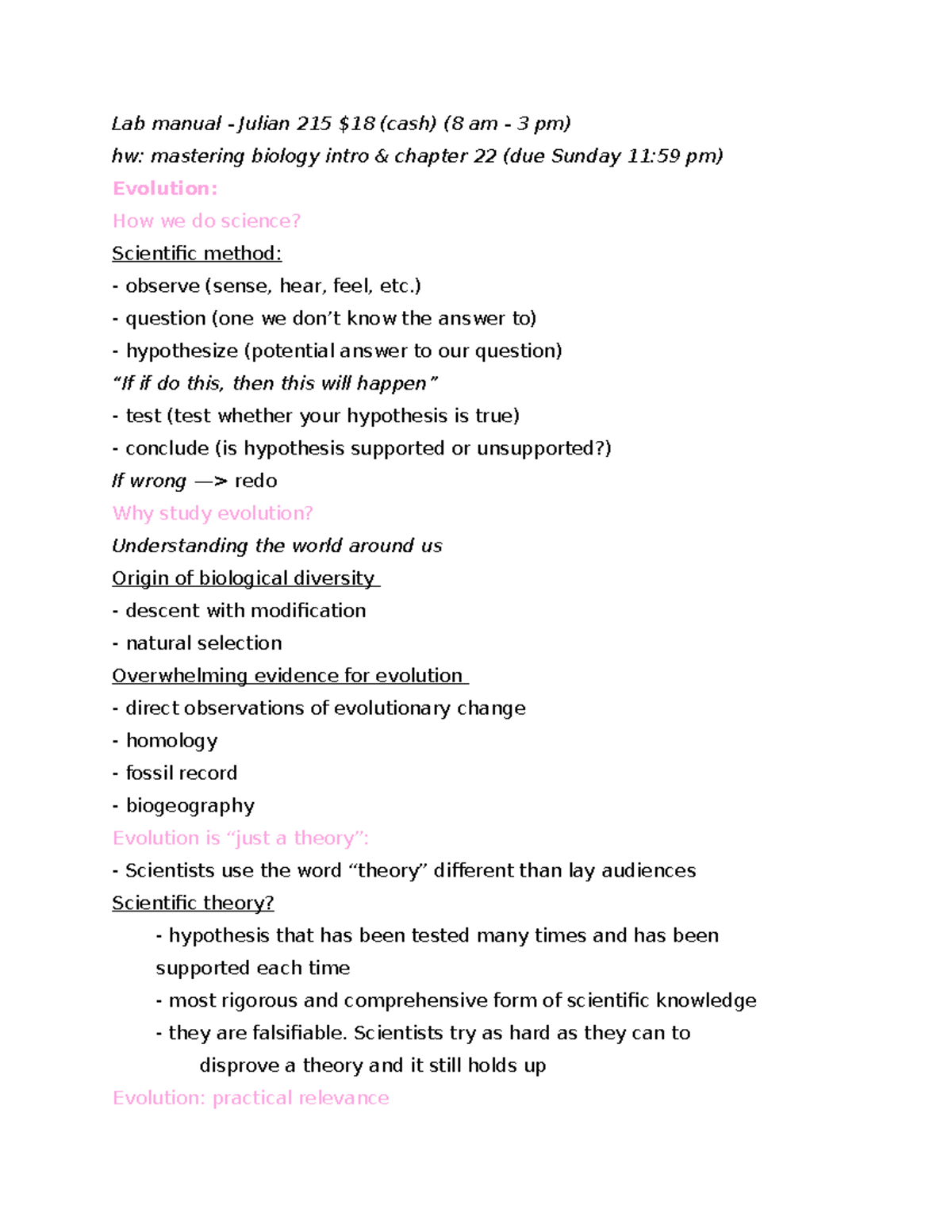 Week 1 - Friday, Jan. 20th - Lab manual - Julian 215 $18 (cash) (8 am ...