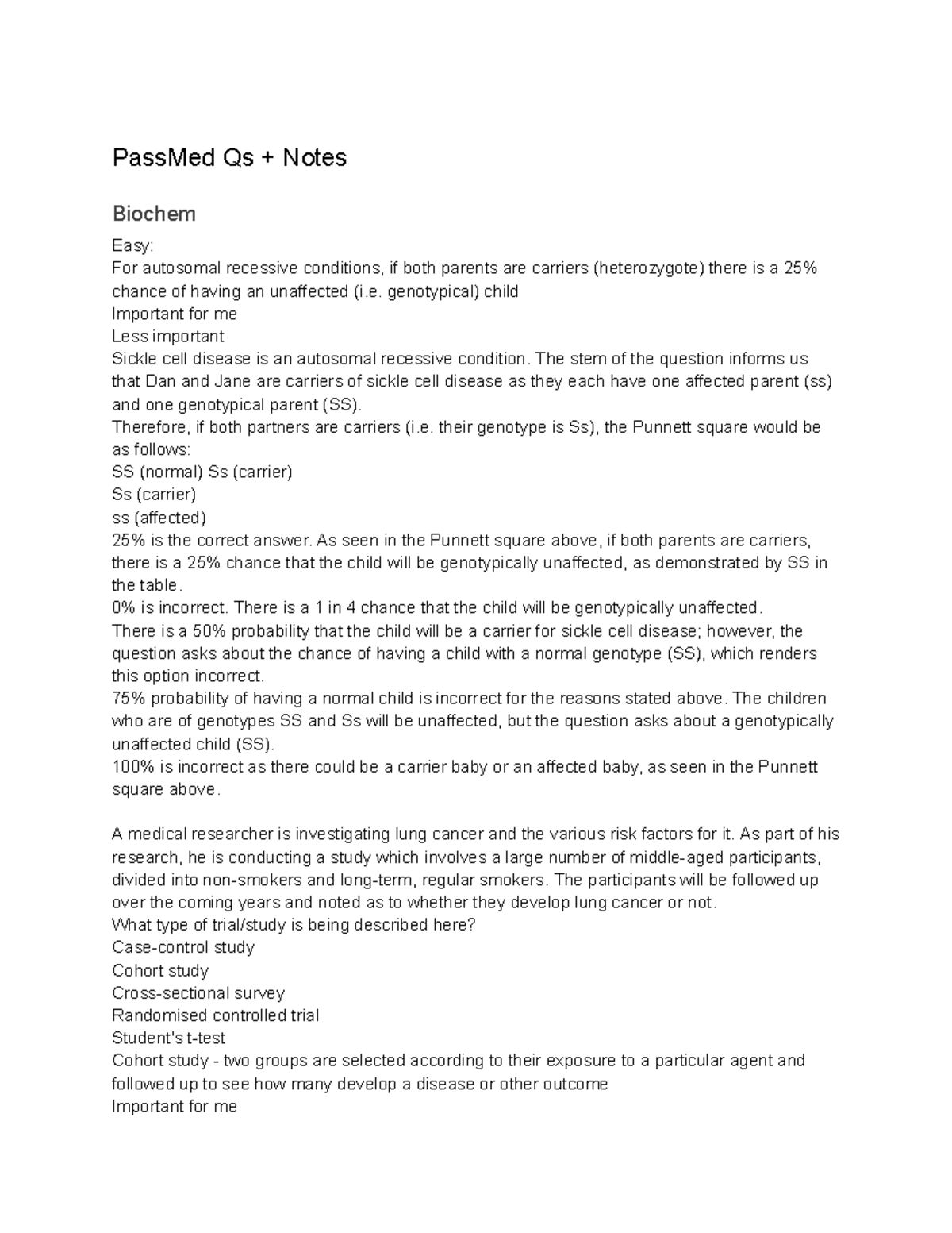 PassMed Biochem - PassMed Qs + Notes Biochem Easy: For autosomal ...