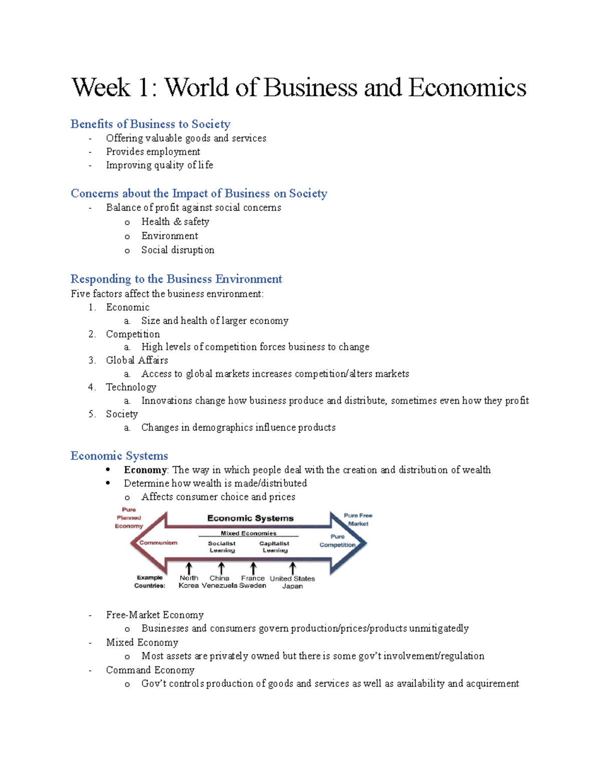 Week 1 - Business and Economic fundamentals - Week 1: World of Business ...