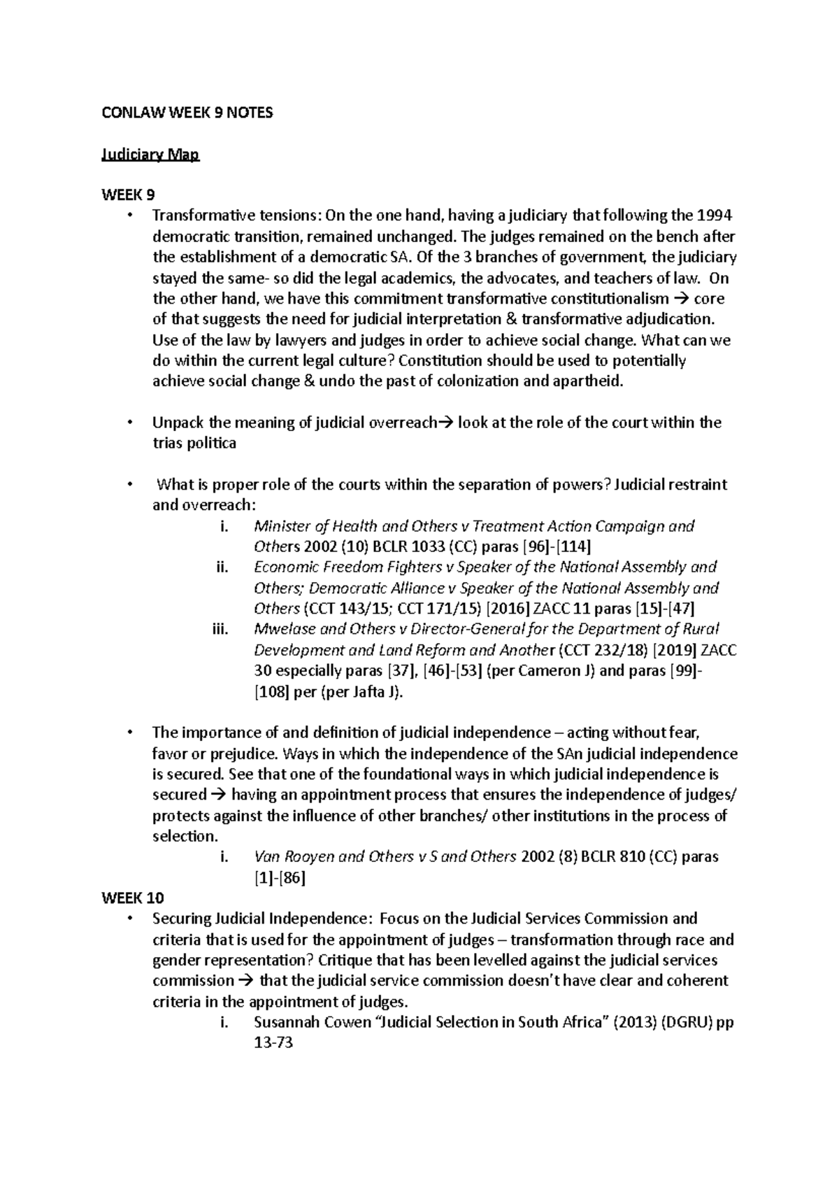 Conlaw WEEK 9 - Week 9 summary - CONLAW WEEK 9 NOTES Judiciary Map WEEK ...