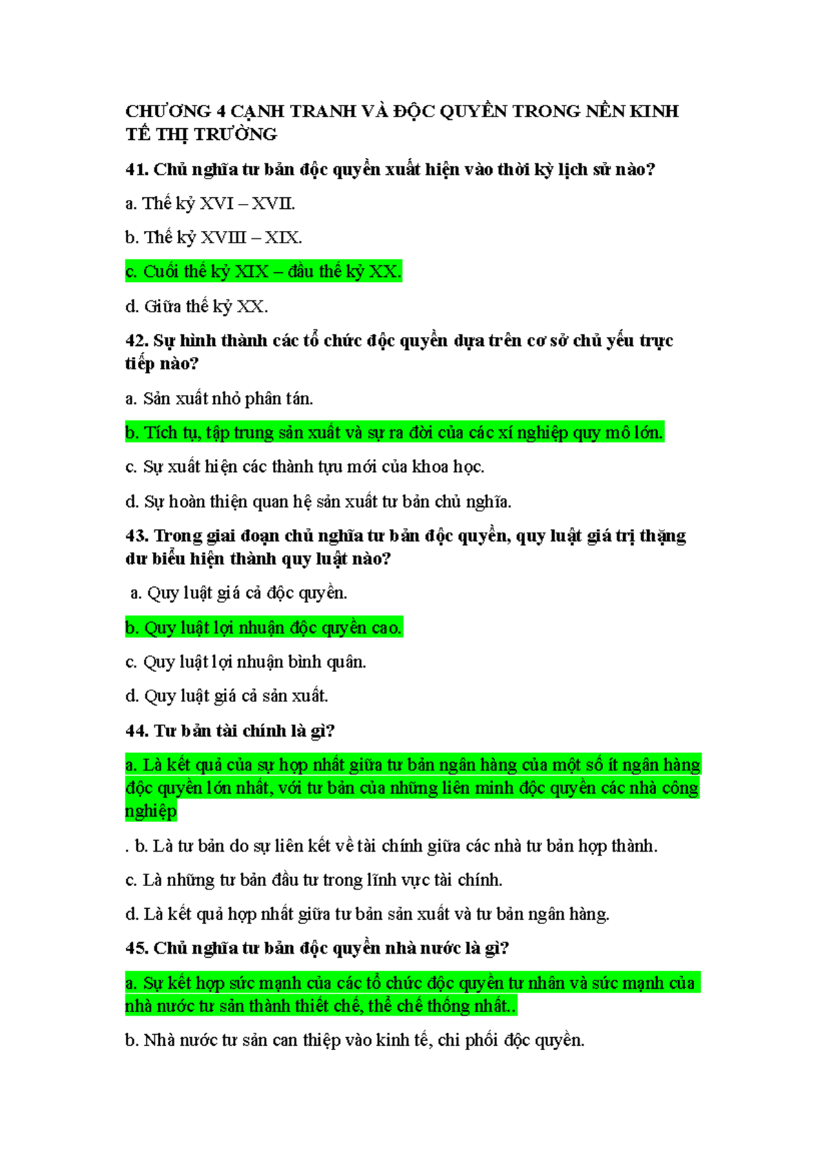 KTCT Mác-Le Nin chuong 3 - CHƯƠNG 4 CẠNH TRANH VÀ ĐỘC QUYỀN TRONG NỀN KINH TẾ THỊ TRƯỜNG Chủ ...