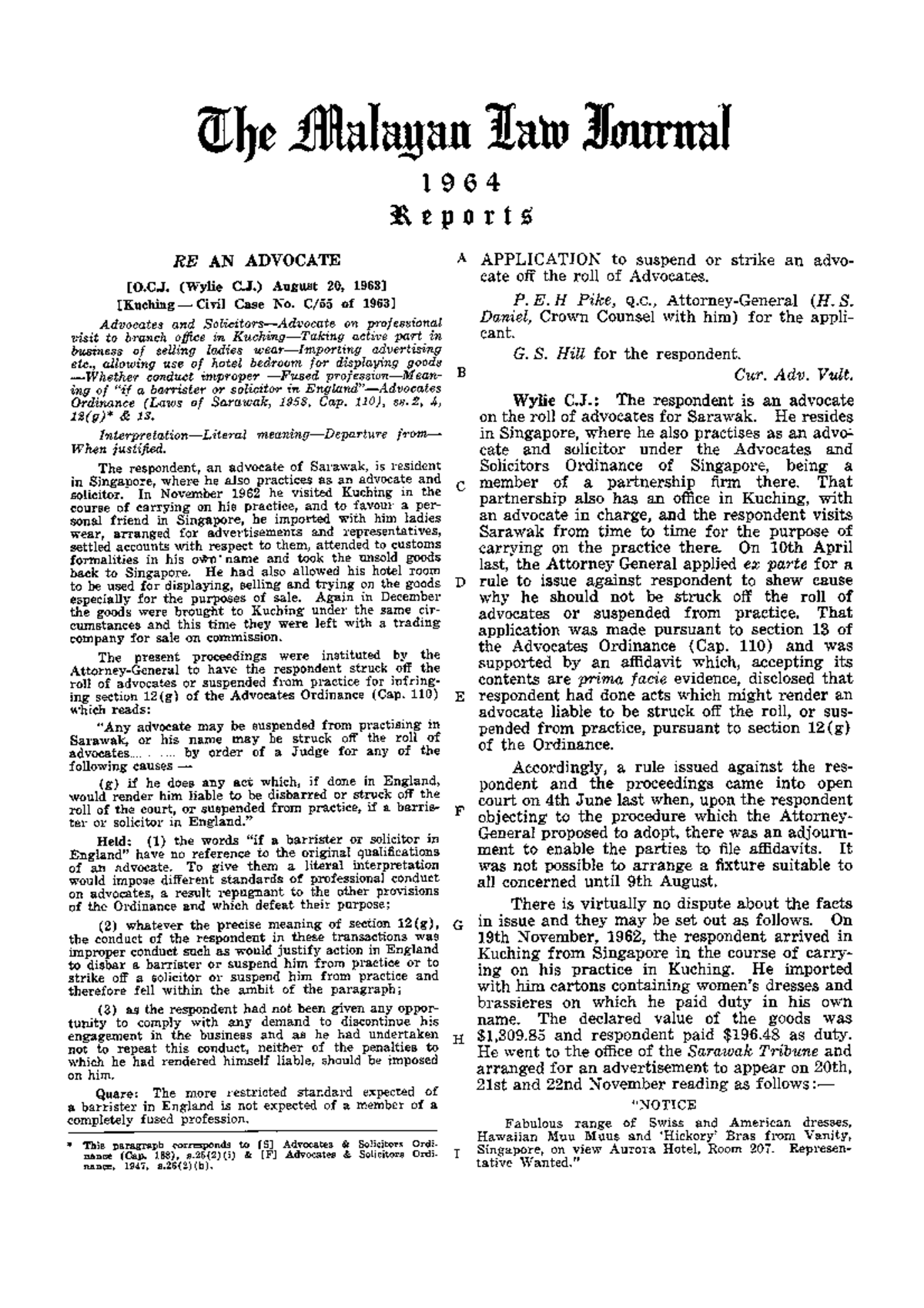 Re An Advocate Case Legal Method Studocu