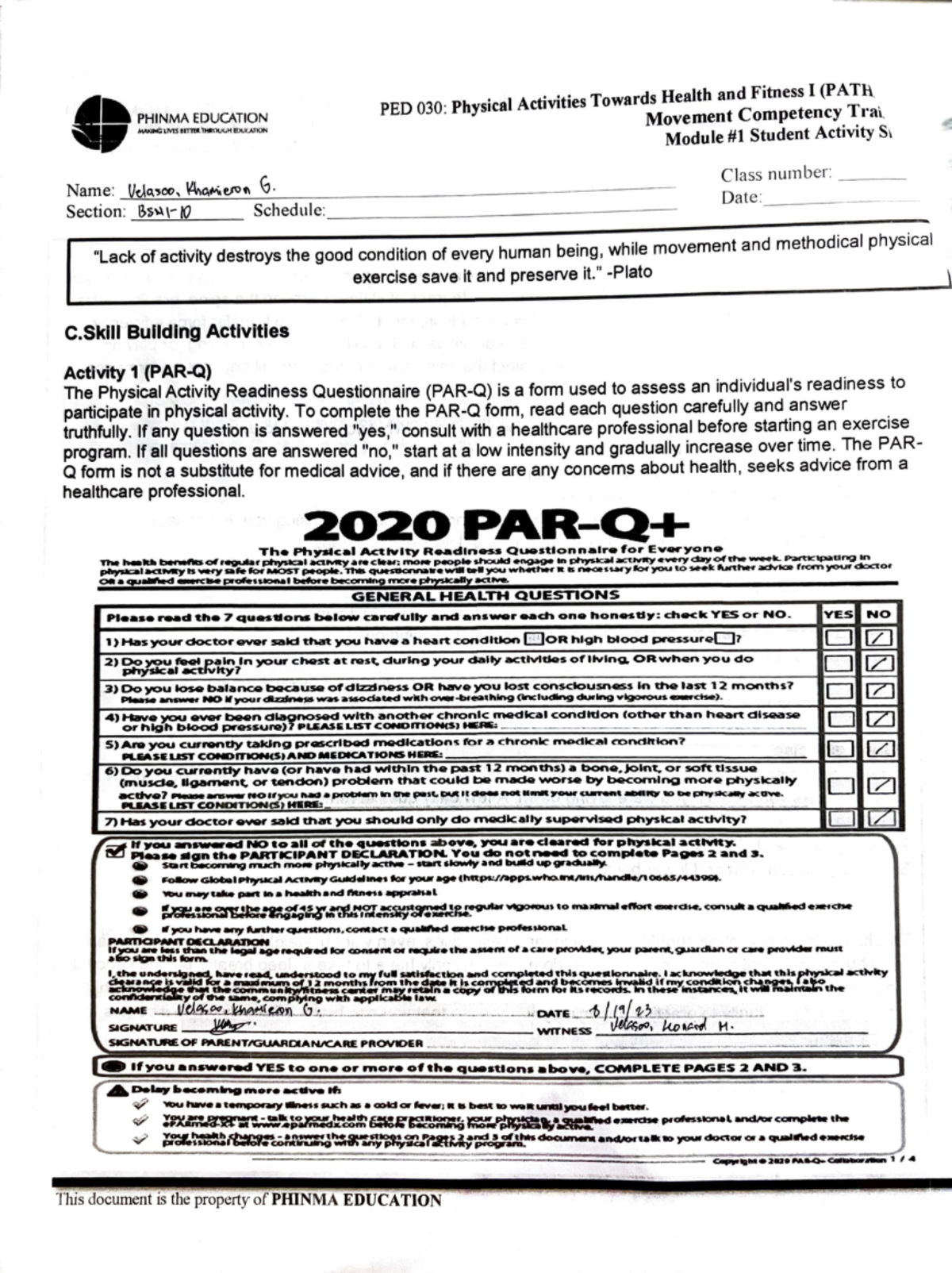 PED 030 - Module 1 - hehahehha - PED 030· Physical Activities Towards ...