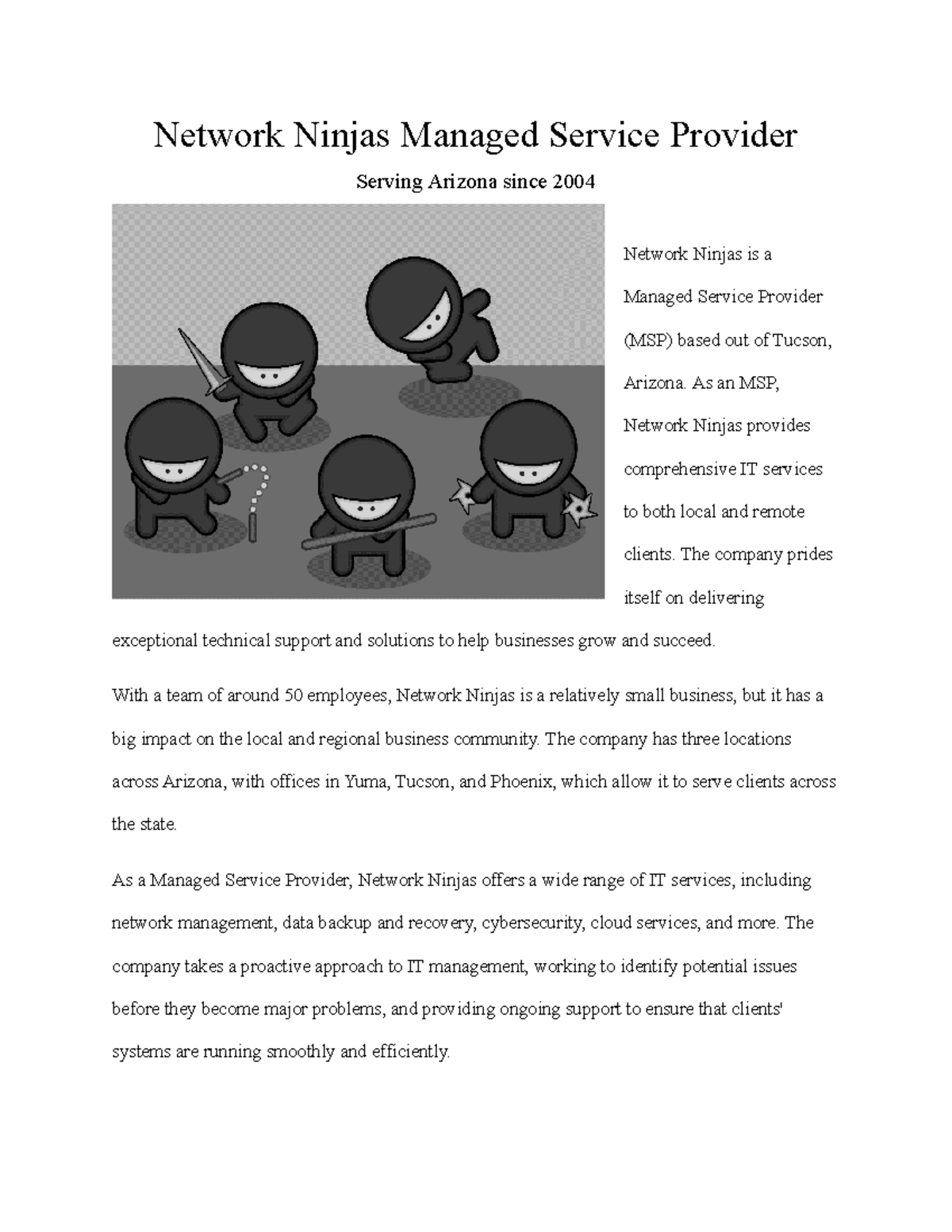 D339 Task 1 Attempt 2 - Network Ninjas Managed Service Provider Serving Arizona since 2004 ...