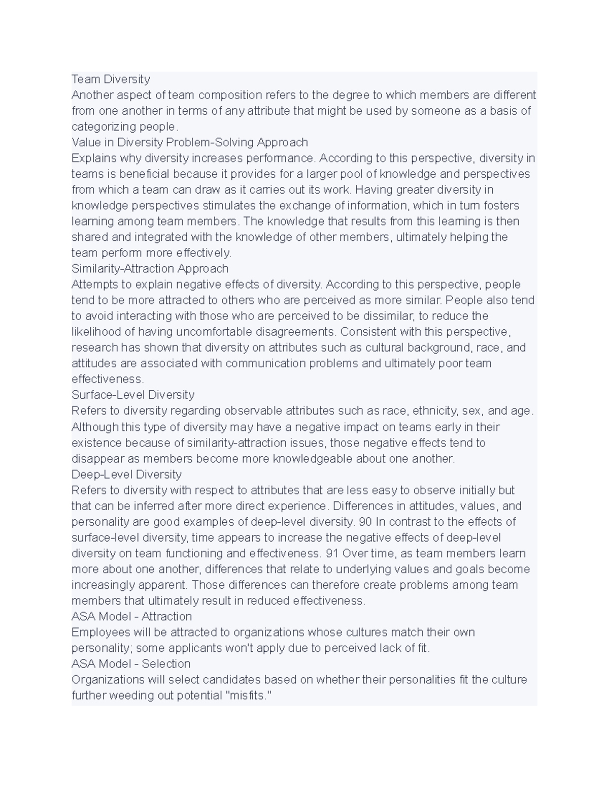 Busi 310 (44) - lecture notes - Team Diversity Another aspect of team ...