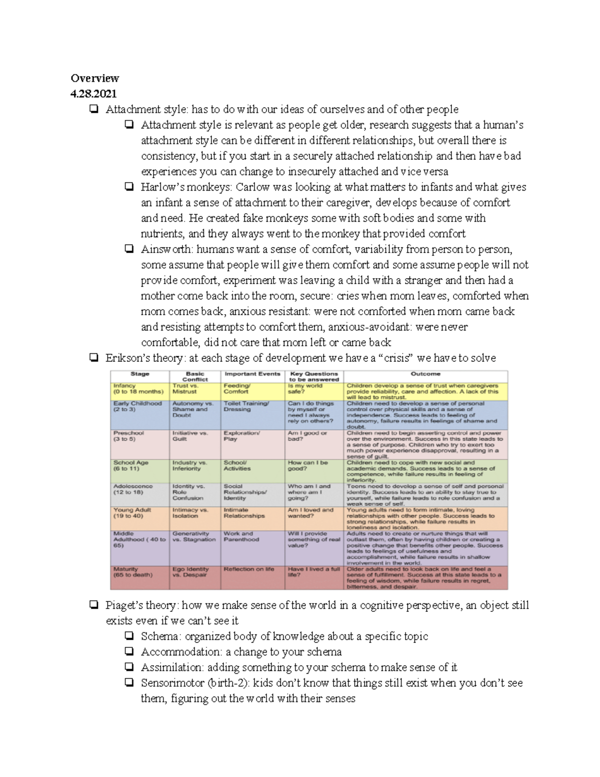 4.28.2021 overview - human developmental psychology (PSY120) - Overview ...