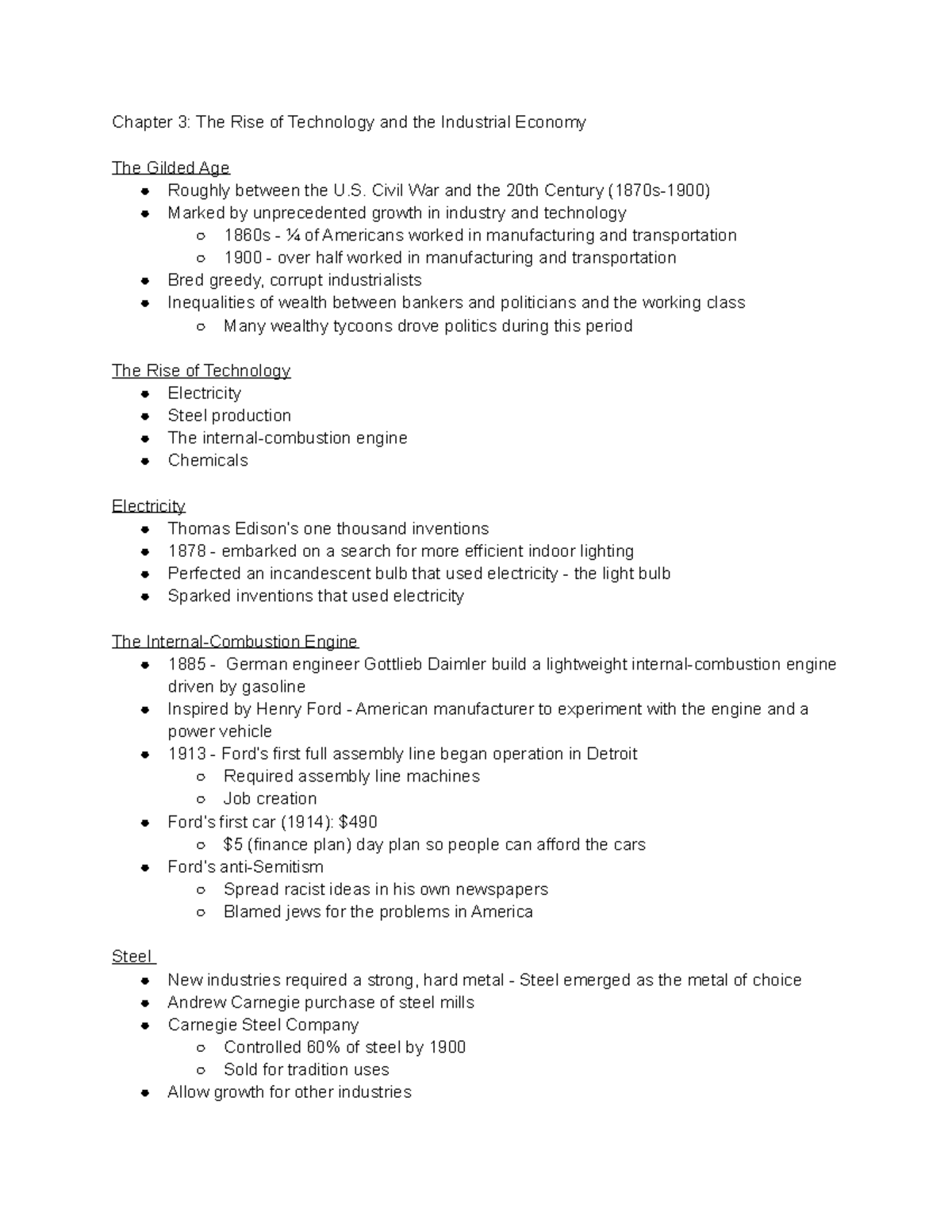 Chapter 3 The Rise of Technology and the Industrial Economy - Civil War ...