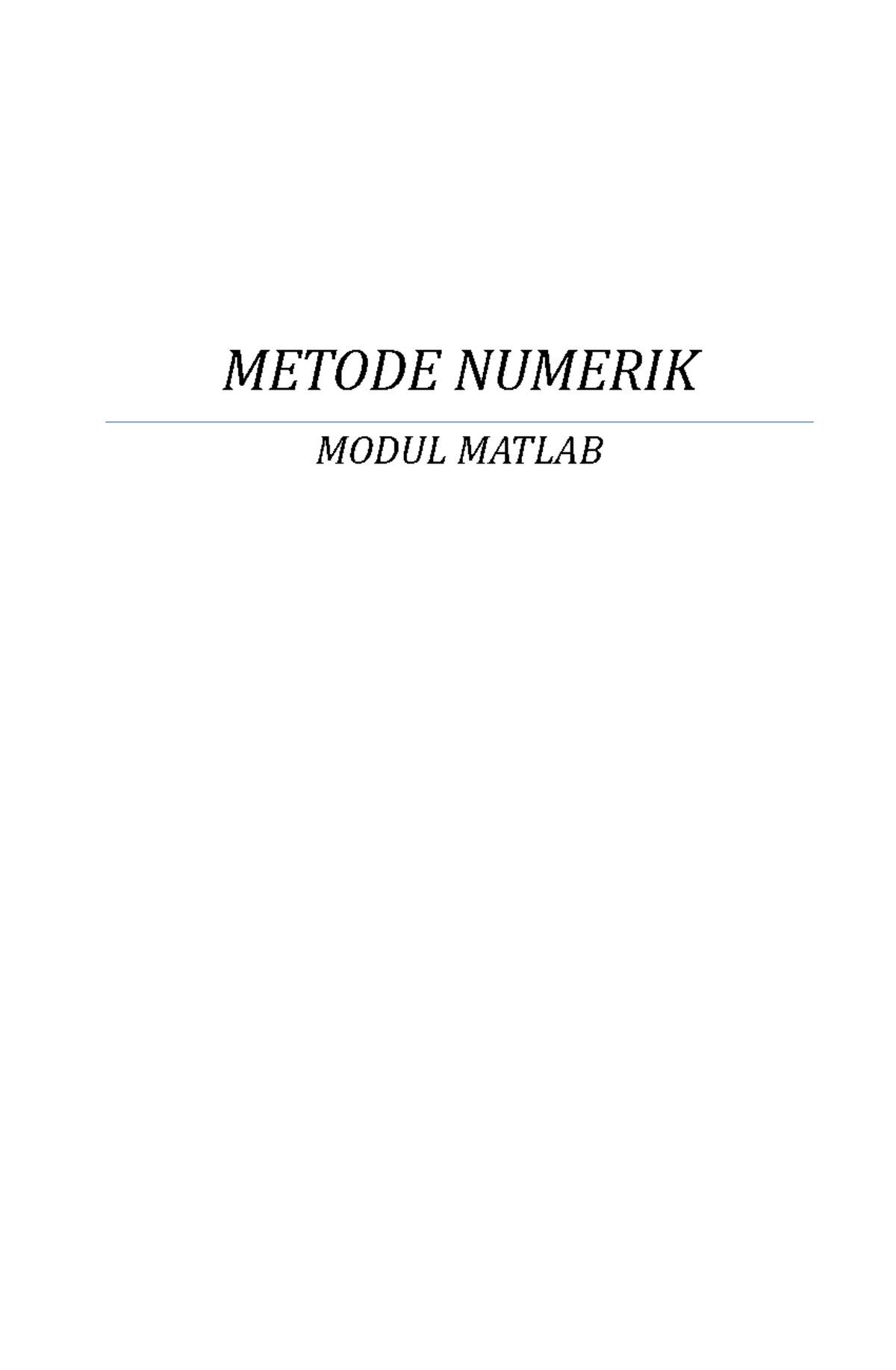 Fdokumen - matlab - METODE NUMERIK MODUL MATLAB TEORI 1. MATLAB MATLAB ...