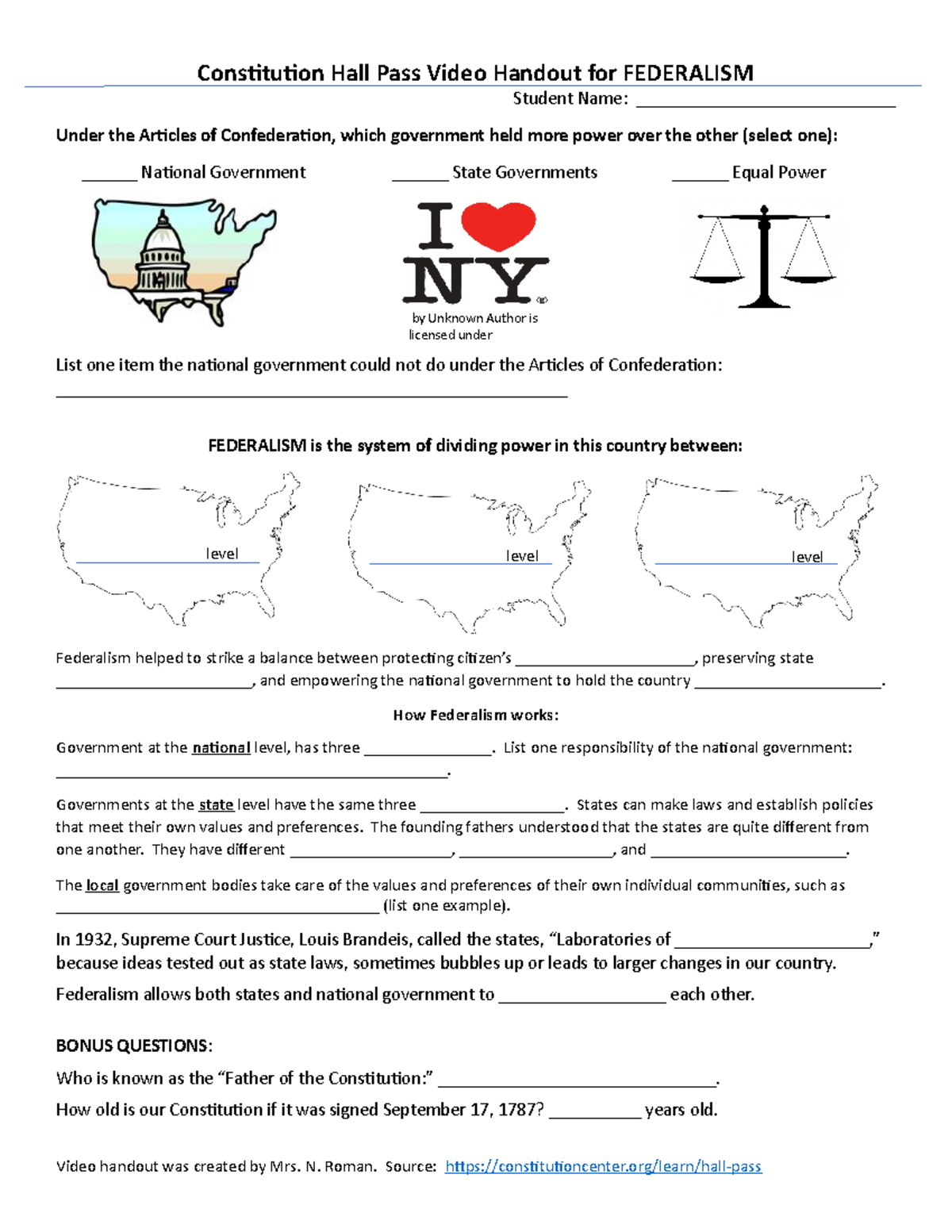 Constitution Day Hall Passon Federalism-1 - Constitution Hall Pass ...
