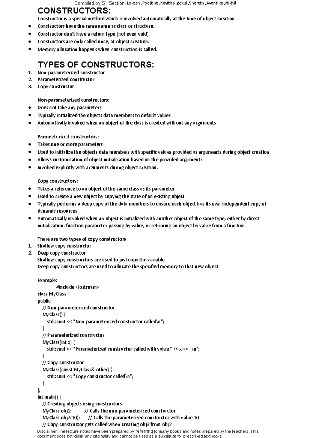 OODP-Unit 2 - oodp unit 2 - Compiled by S1 Section–Lokesh ,Poojitha ...