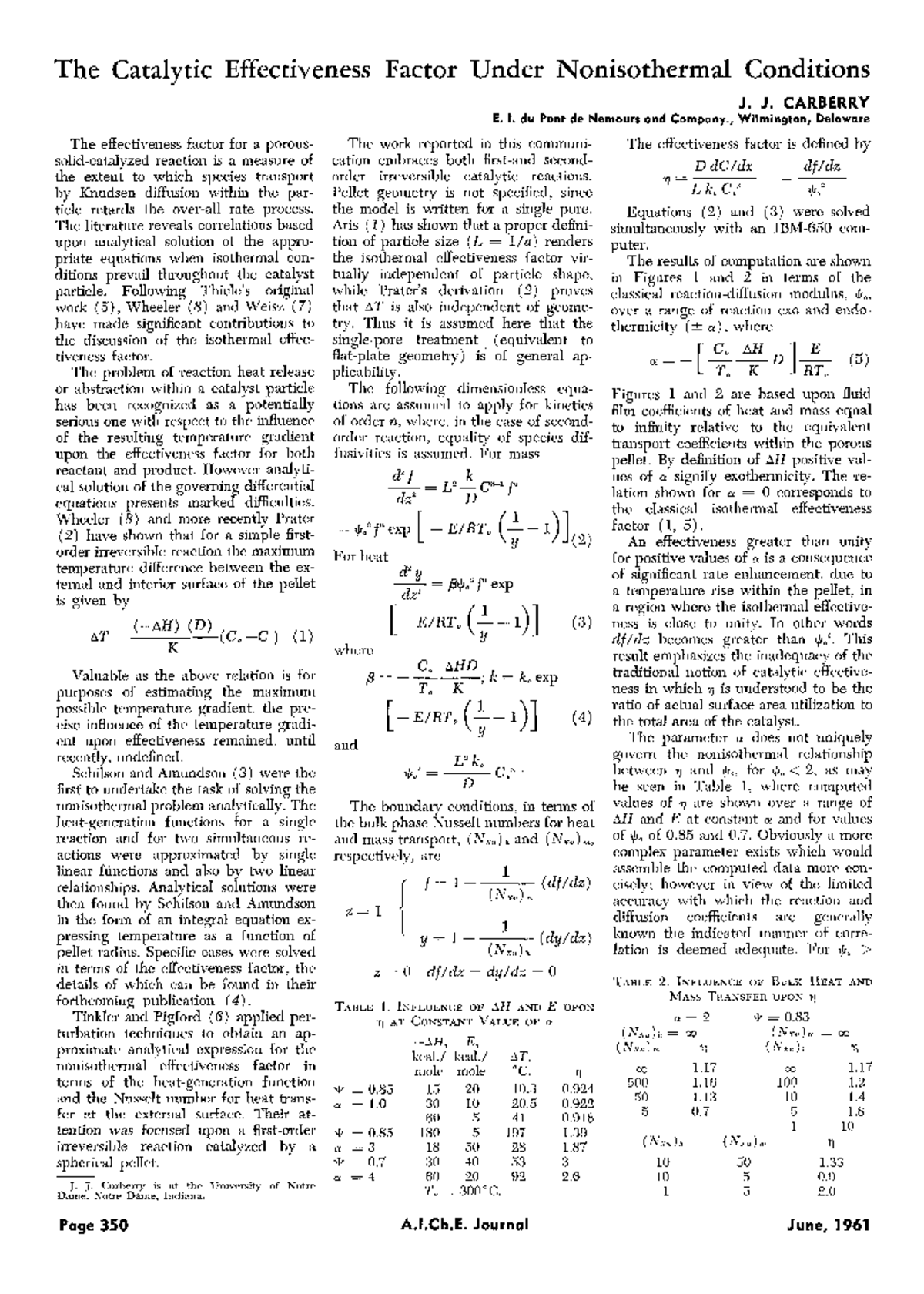 The Catalytic Effectiveness Factor Under Nonisothermal Conditions - J ...