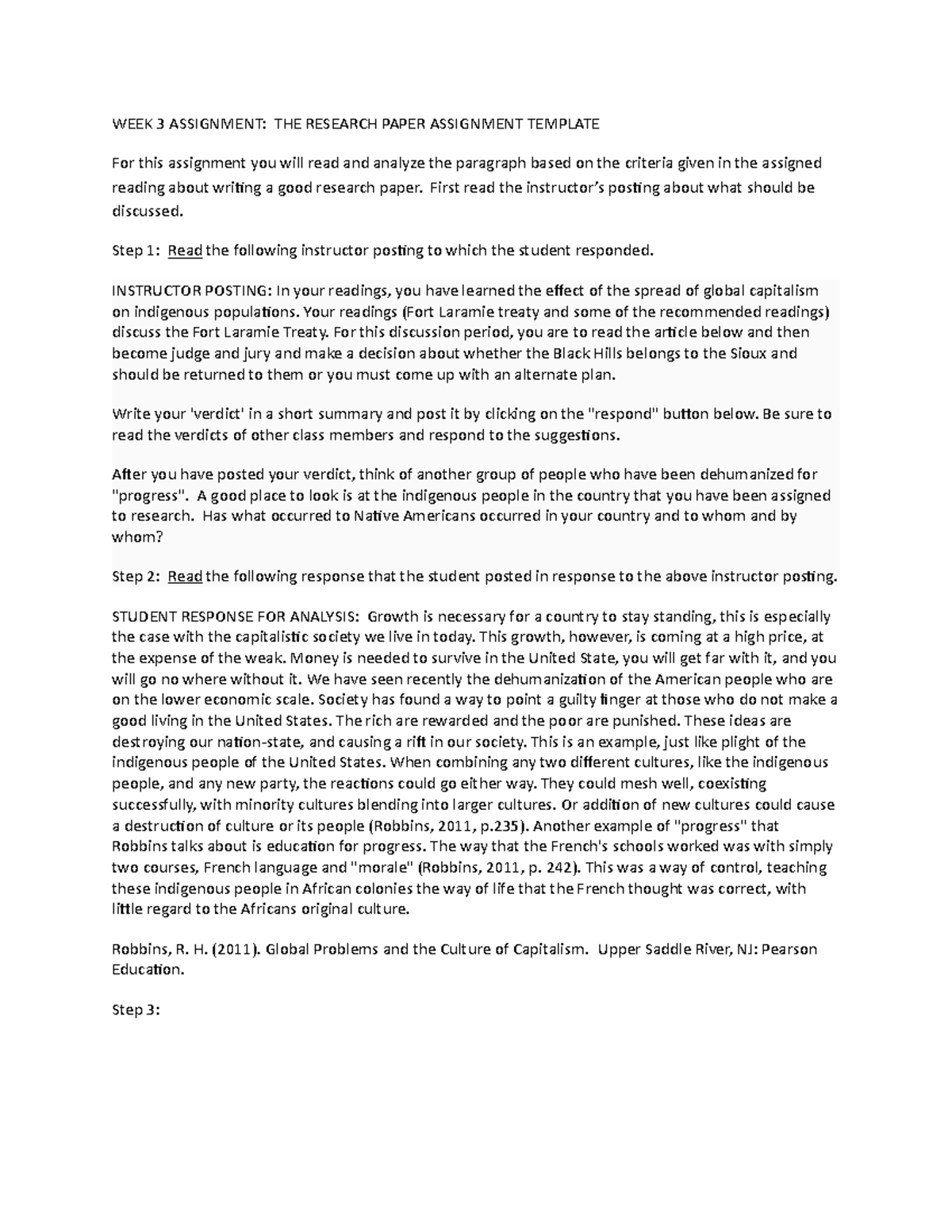 Assignment Template - Practice - WEEK 3 ASSIGNMENT: THE RESEARCH PAPER ...