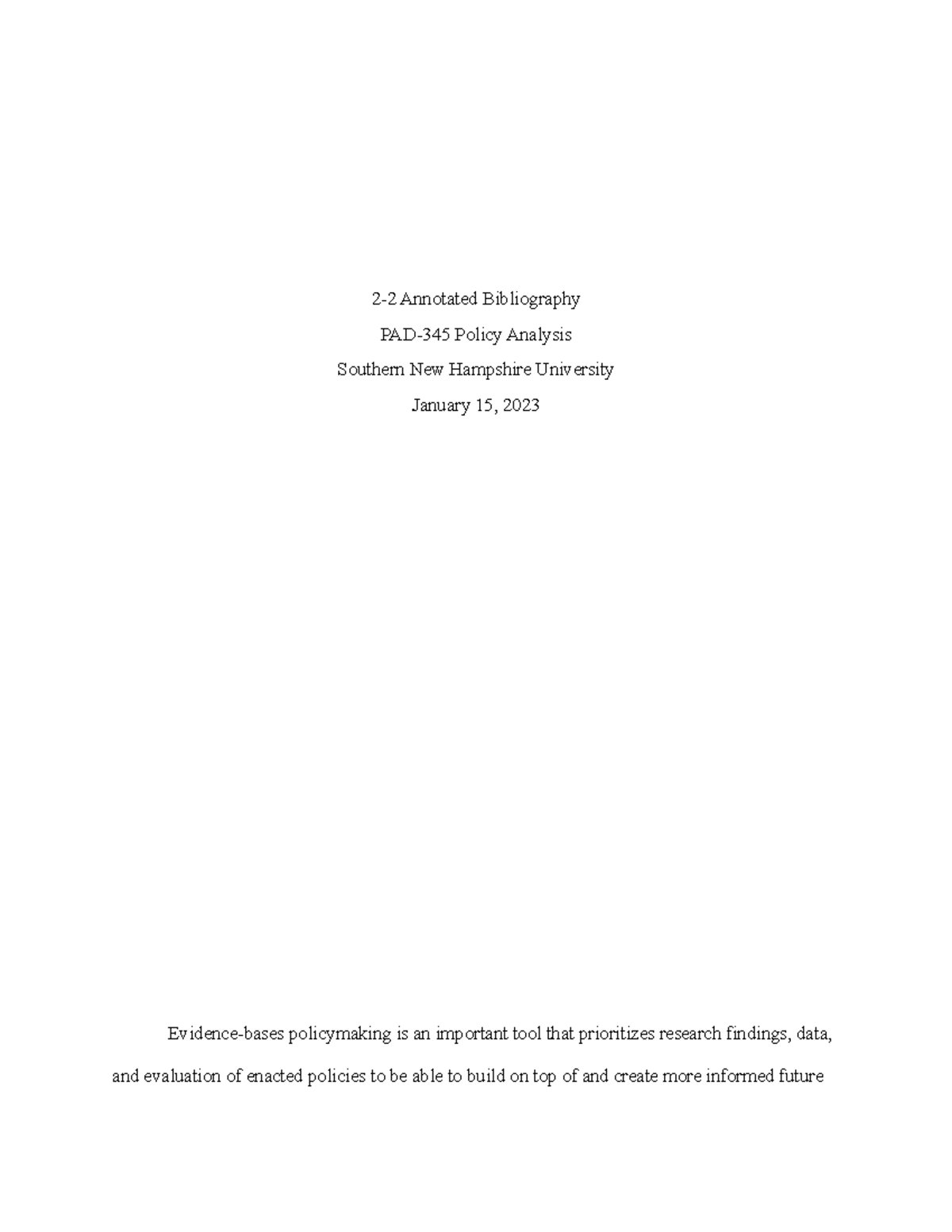 2-2 Annotated Bibliography - grade A - 2-2 Annotated Bibliography PAD ...