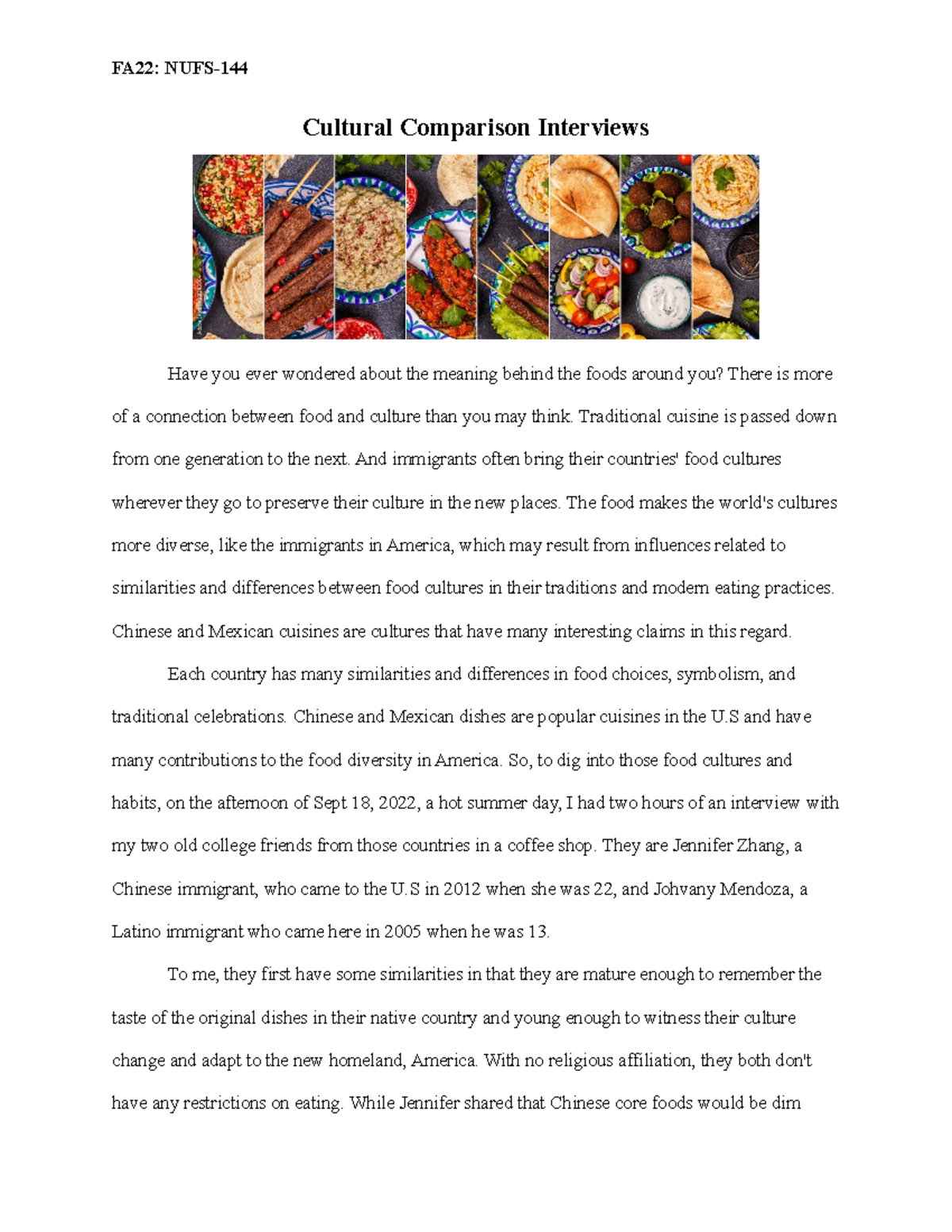 Cultural Comparison Interviews Project - Cultural Comparison Interviews ...