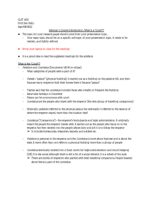CLST 4132 Seminar 4 - Fall/Winter 2022-2023 Professor Ben Kelly - CLST ...