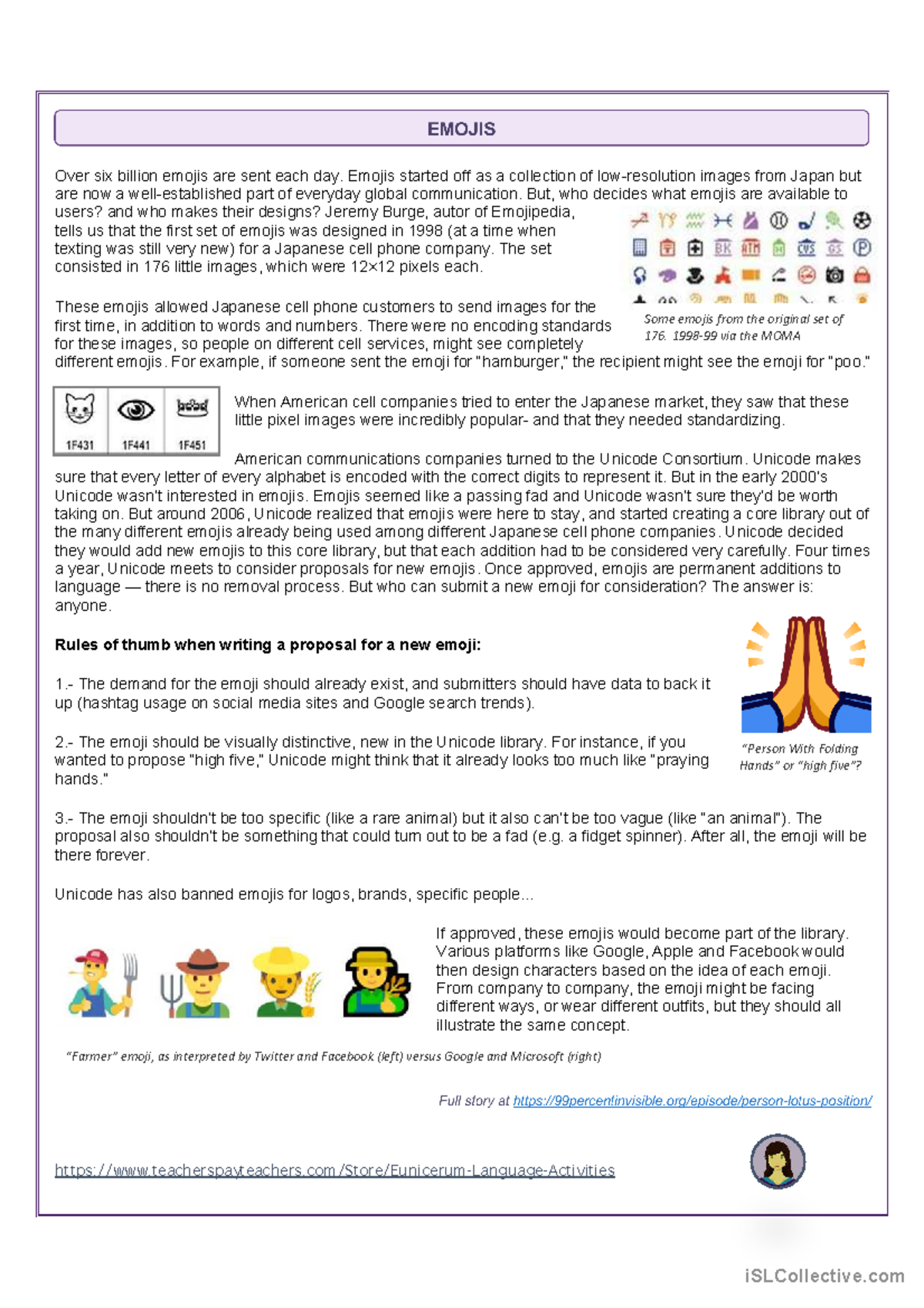 Emojis, history and rules to design them - teacherspayteachers/Store ...