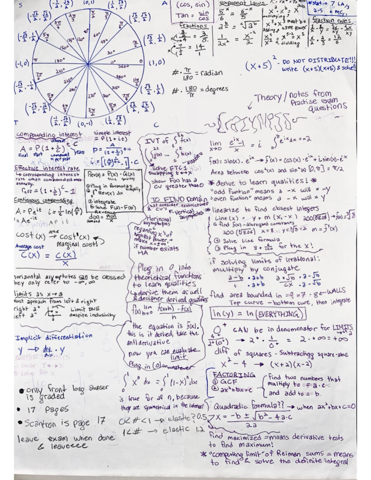 CALC 154 Cheat Sheet p2 - PAGE 2 - supplementary algebra & trig ...