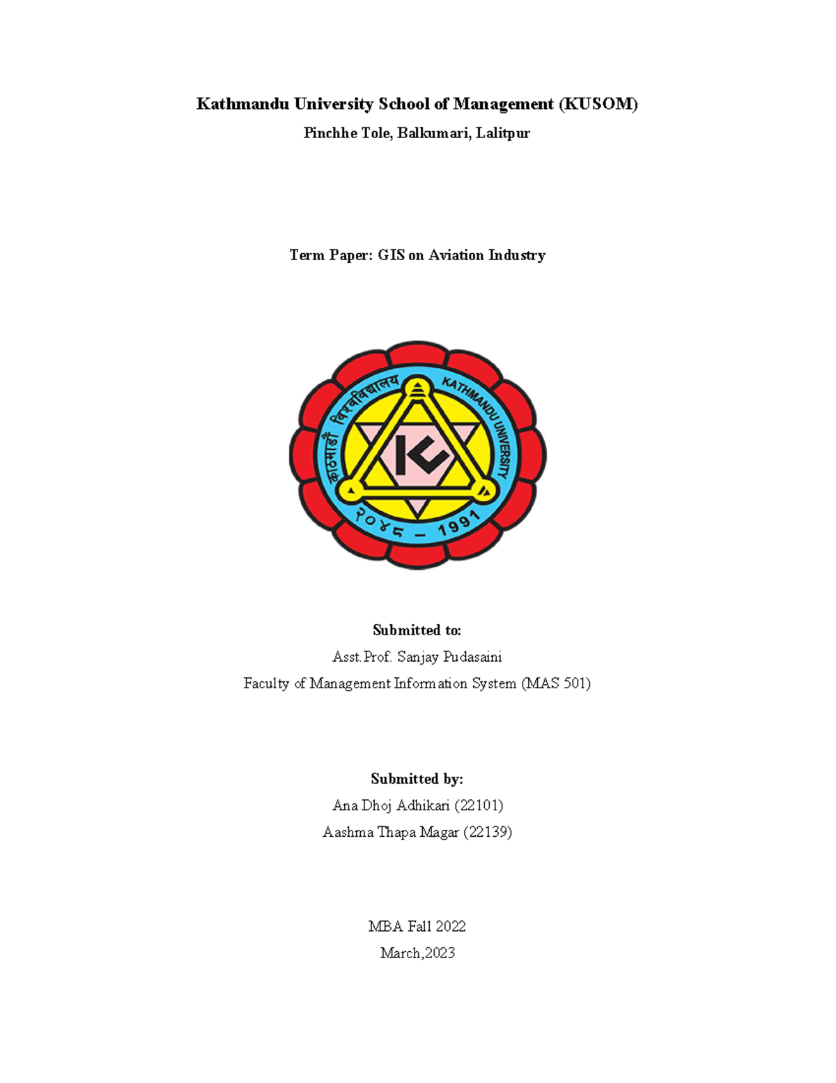 GIS - Notes - Kathmandu University School of Management (KUSOM) Pinchhe ...