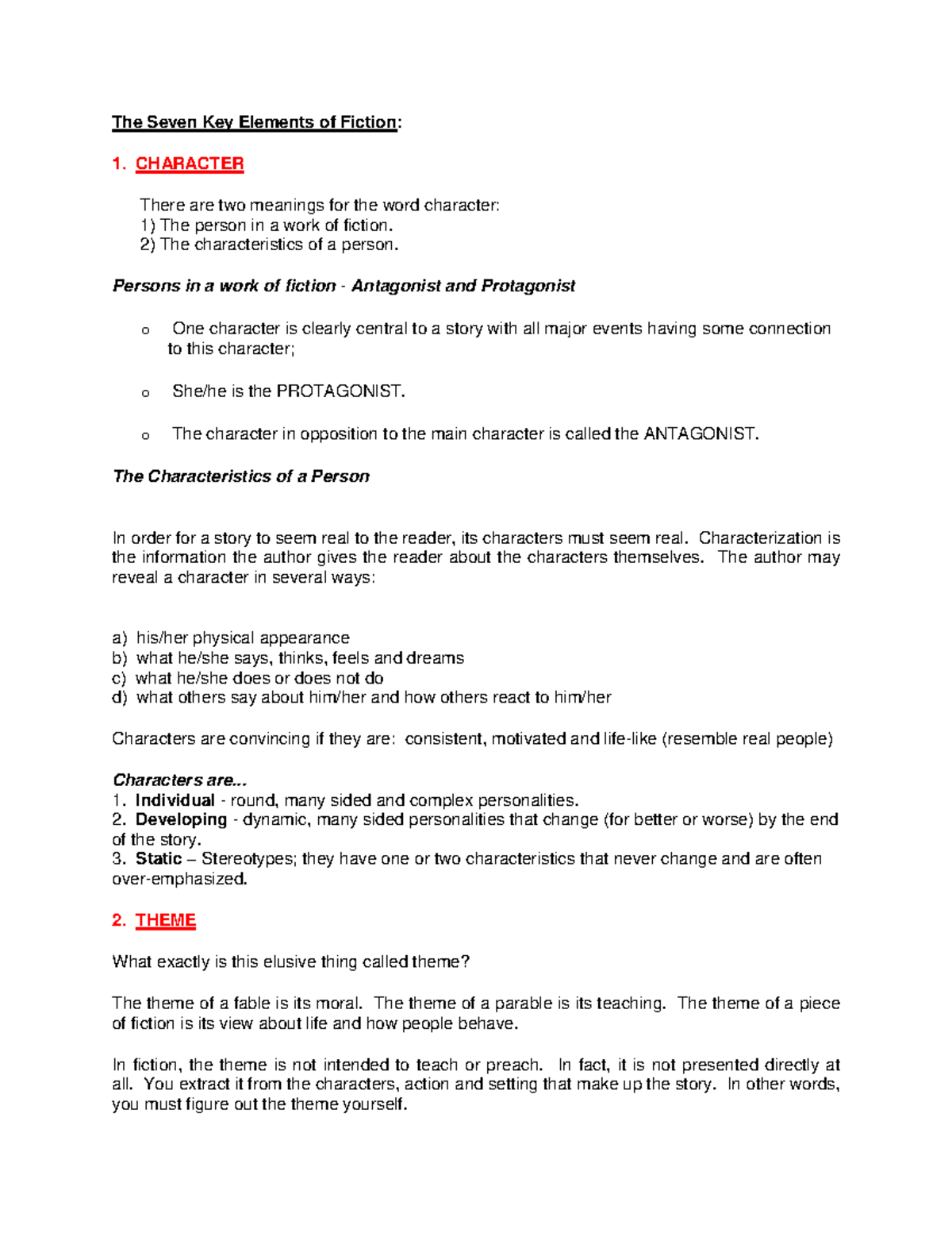 Elements-Literature - Literature short notes - The Seven Key Elements ...