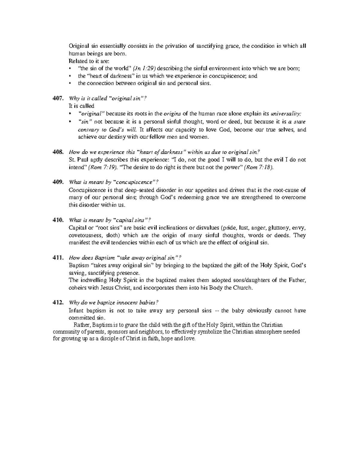 Catechism for Filipino Catholics (39) - Original sin essentially ...