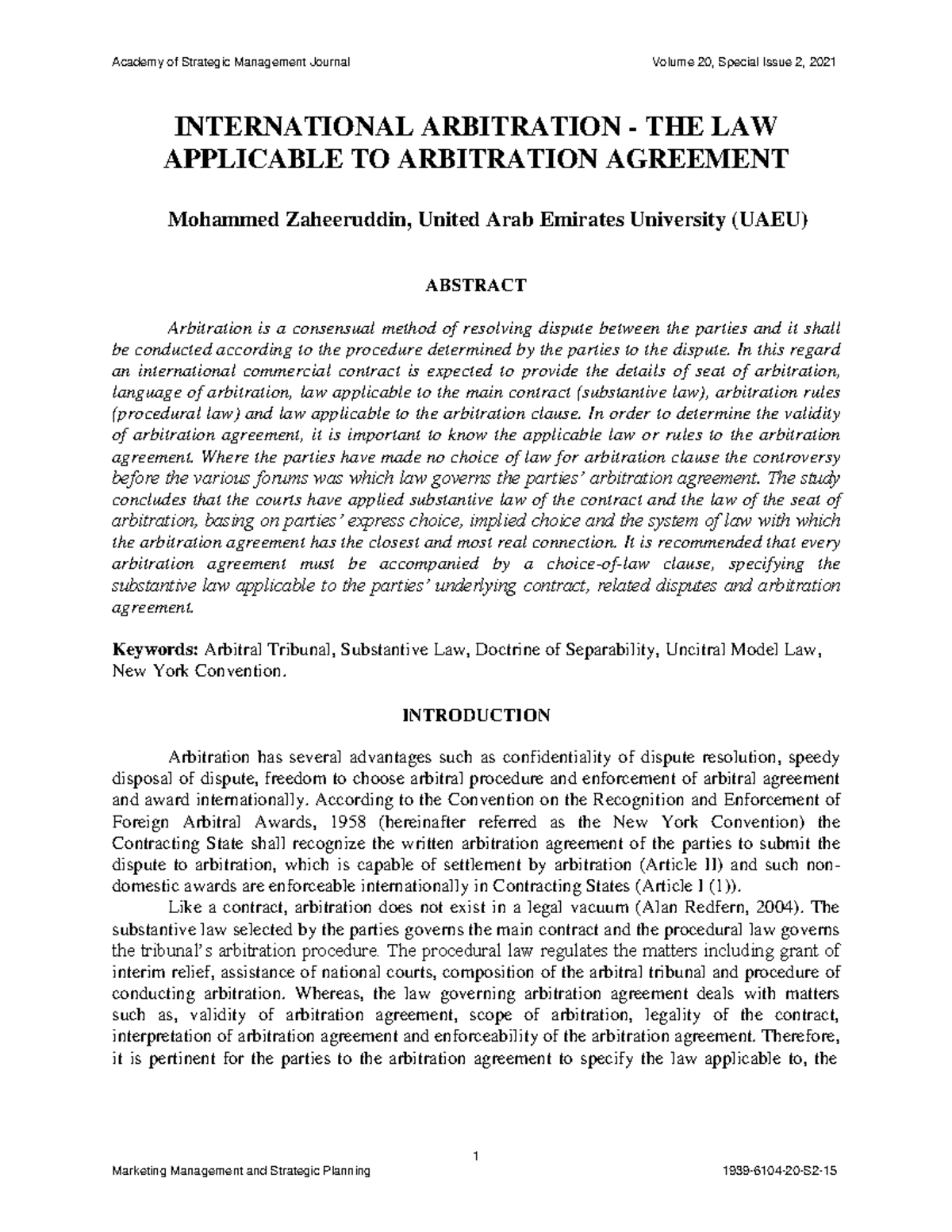 International arbitration the law applicable to arbitration agreement ...