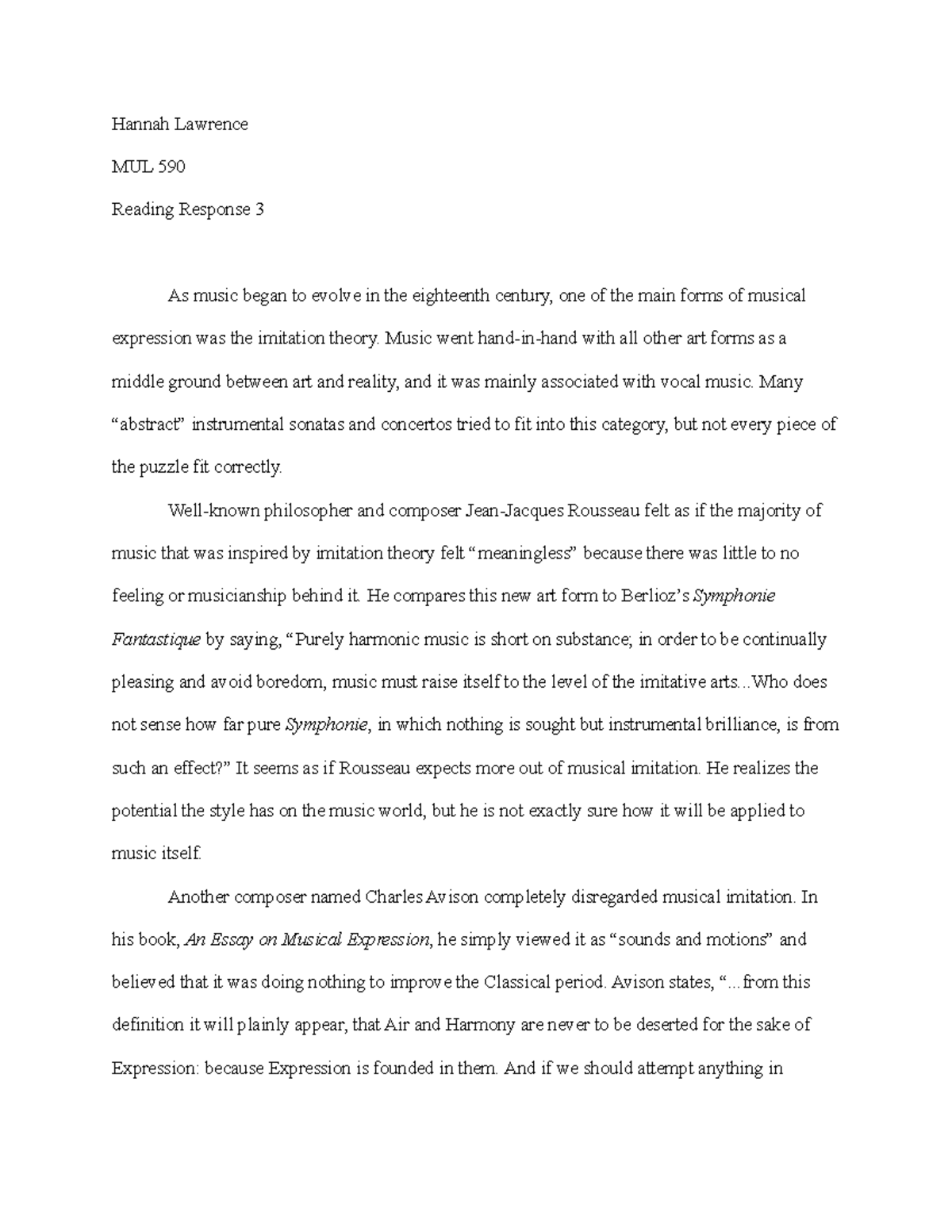 Reading Response Three - Hannah Lawrence MUL 590 Reading Response 3 As ...