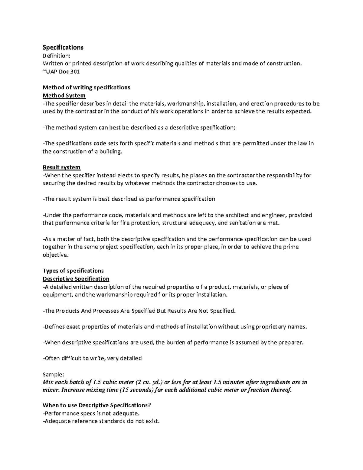 Specifications Lecture Notes Part 1 - Specifications Definition ...