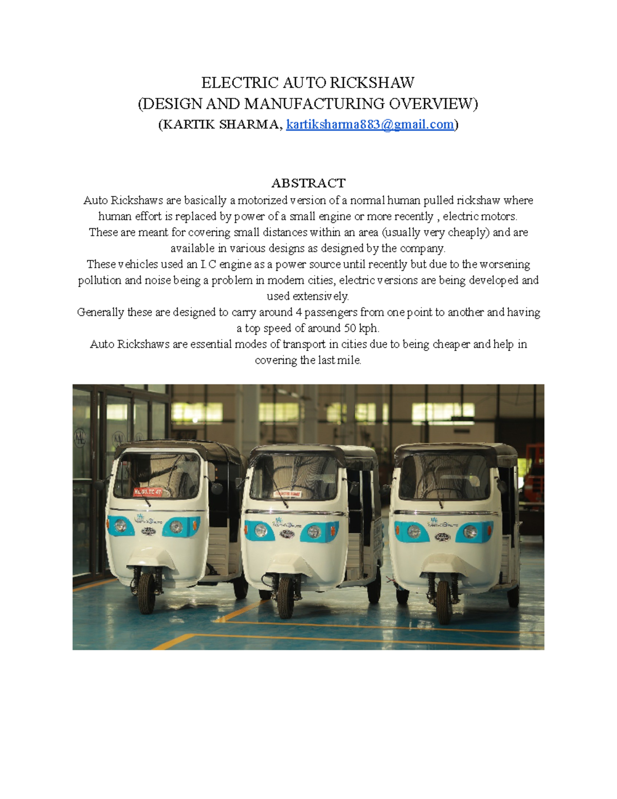 Electric AUTO Rickshaw - ELECTRIC AUTO RICKSHAW (DESIGN AND ...