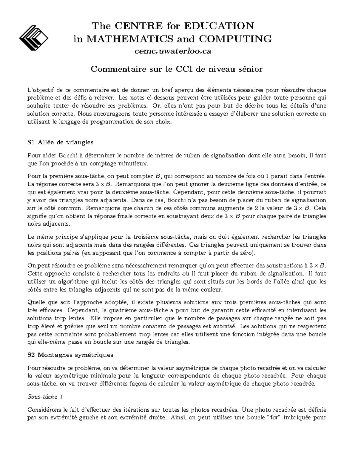 2023 senior commentary EF 2 - The CENTRE for EDUCATION in MATHEMATICS ...