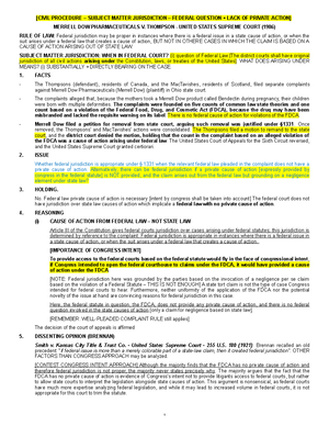 CIV PRO - Case brief Celotex Corp v Catrett - OVERVIEW + CLASS NOTES ...