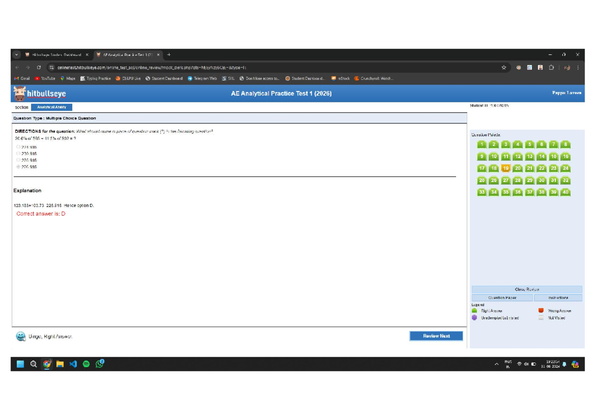 Weekly test 1 ans - Answers - Hitbullseye Student Dashboard AE ...